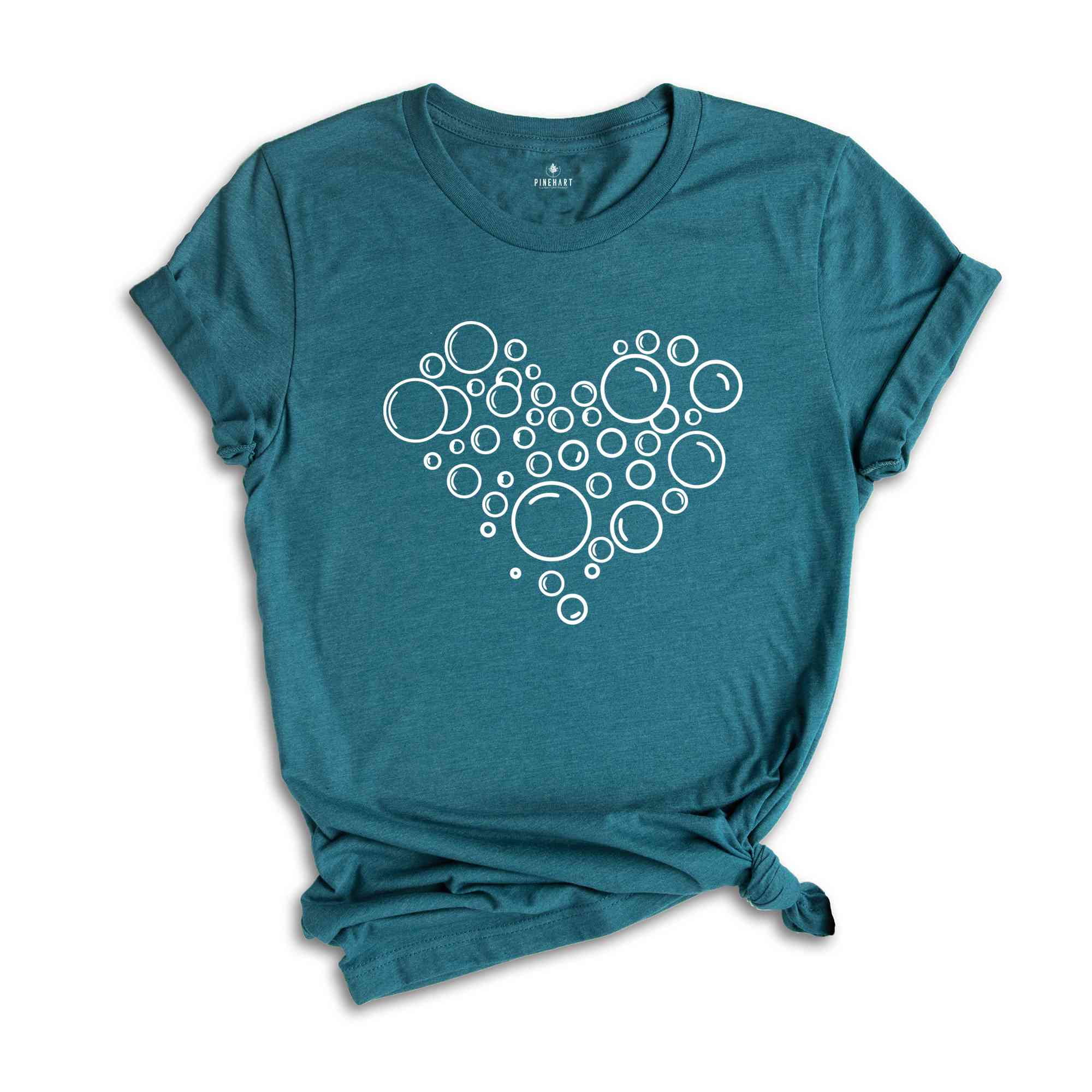 Bubbles Heart Shape Shirt, Cute Birthday T-shirt, Blowing Bubbles Tee ...