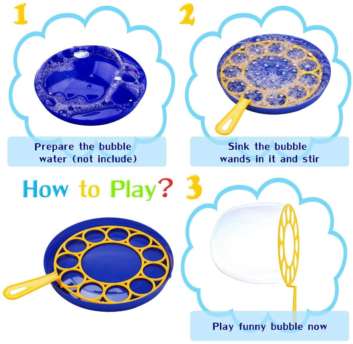 Bubbles for Kids, Outdoor Toys, Bubble Wand, 3 PCS Big Bubble Wands Set ...