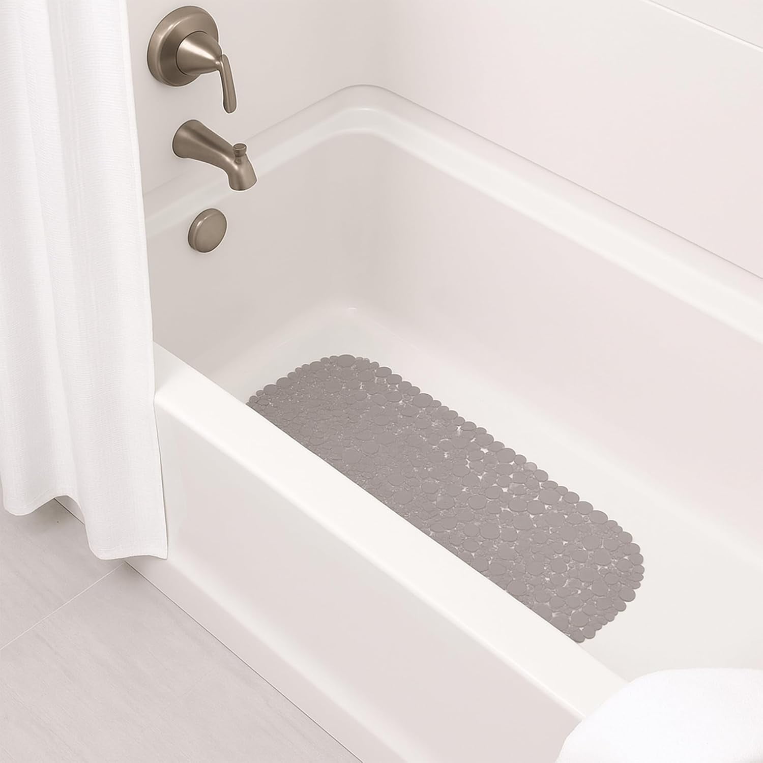 Bubbles Non-Slip Oval Mat Solid Taupe 28 L x 15 W - Walmart.com