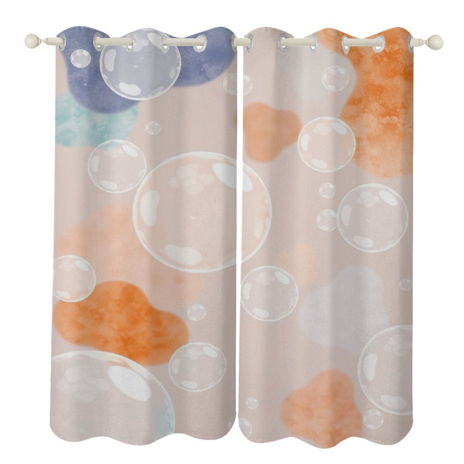 Bubbles Pastel Background Blackout Window Curtains for Bedroom Living Room Kicthen High Shading ...