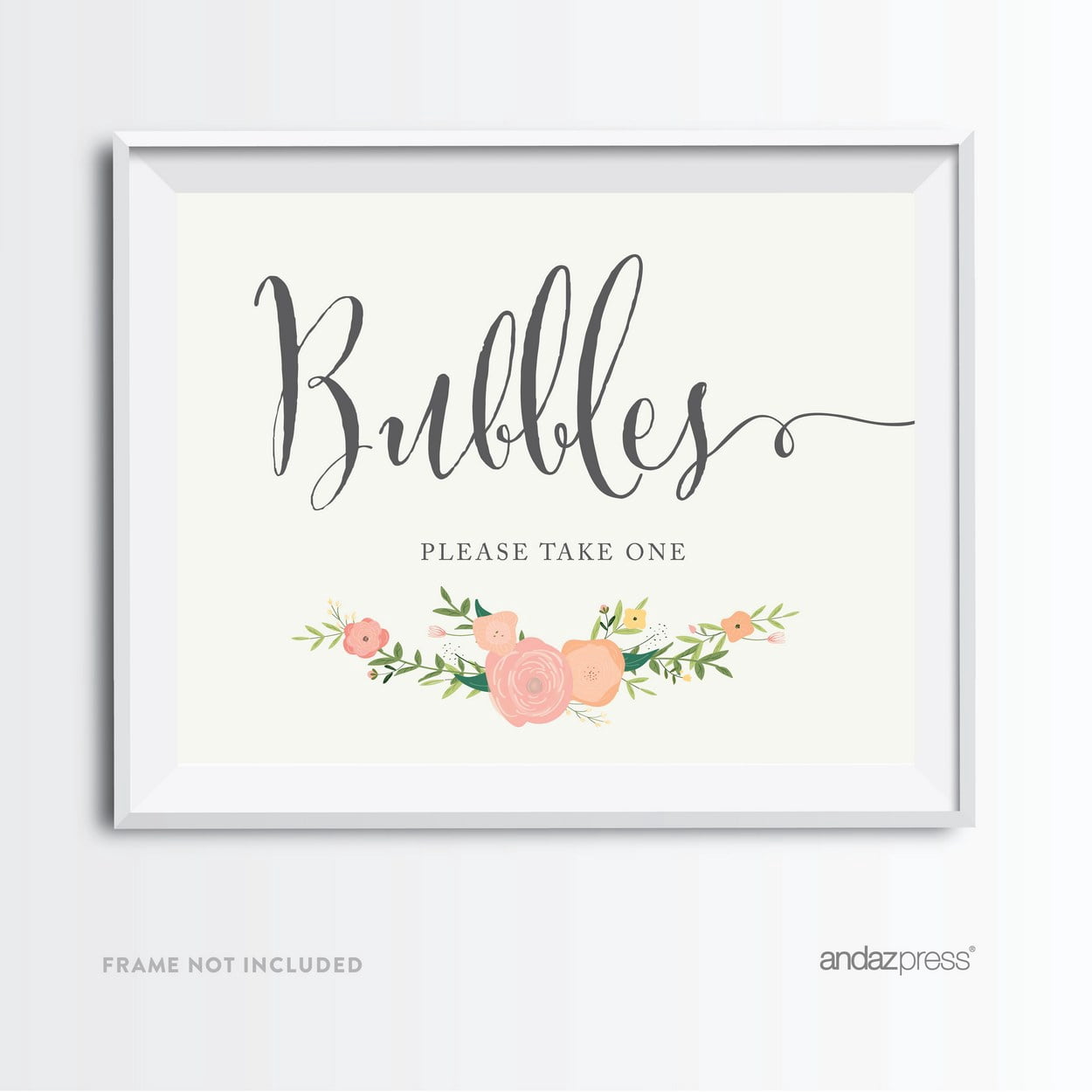 Bubbles - Please Take One Floral Roses Wedding Party Signs - Walmart.com
