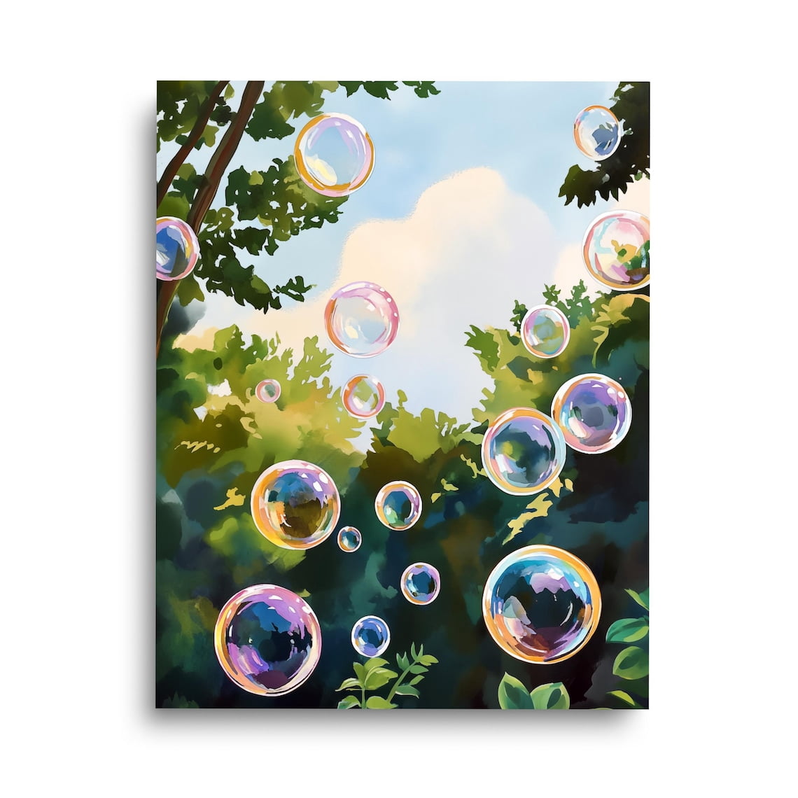Bubbles In The Sky Print, Dreamy Woodland Art, Nature Landscape Print ...
