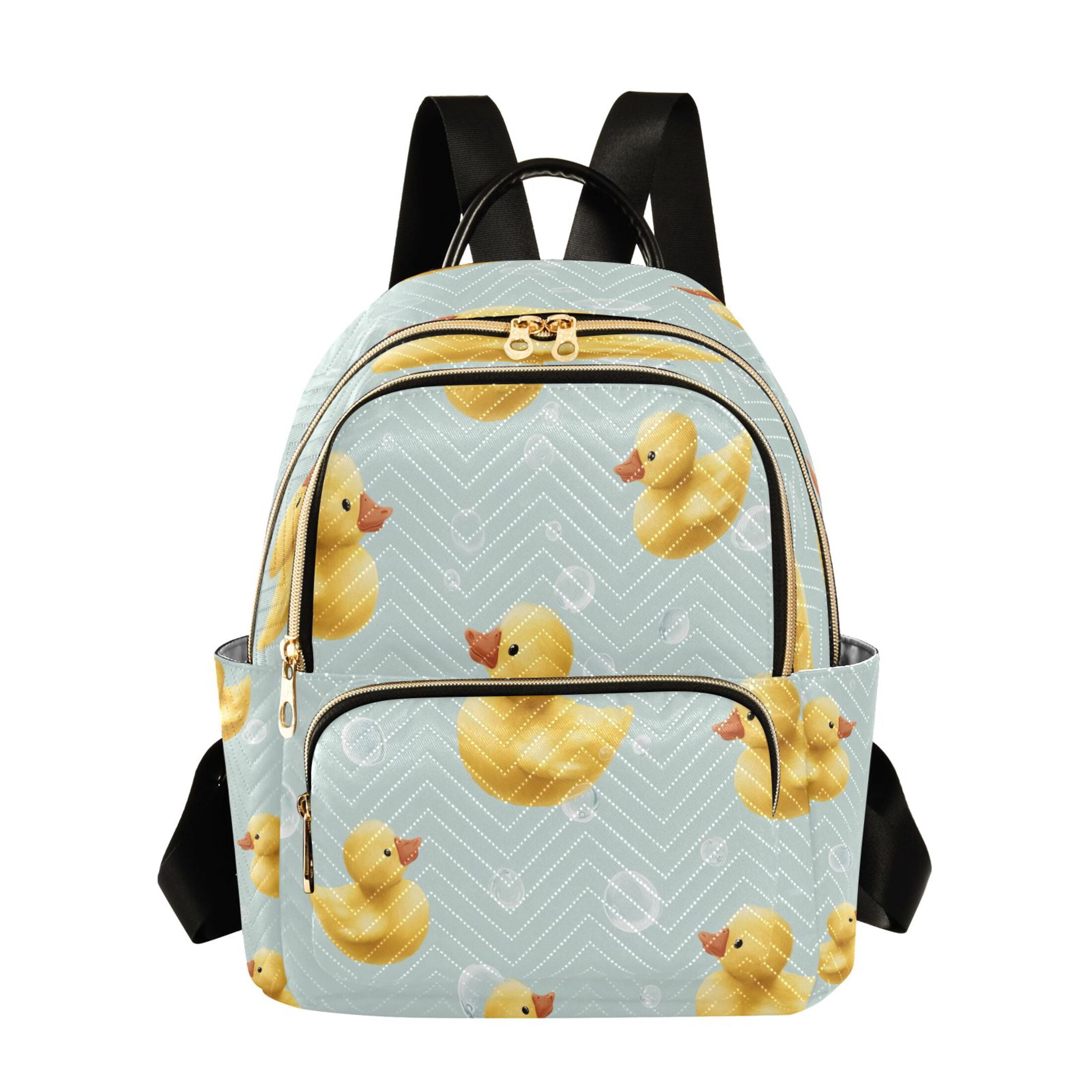 Bubbles and Yellow Ducks Quilted Backpack Fashion Daypack Commuter Bag ...