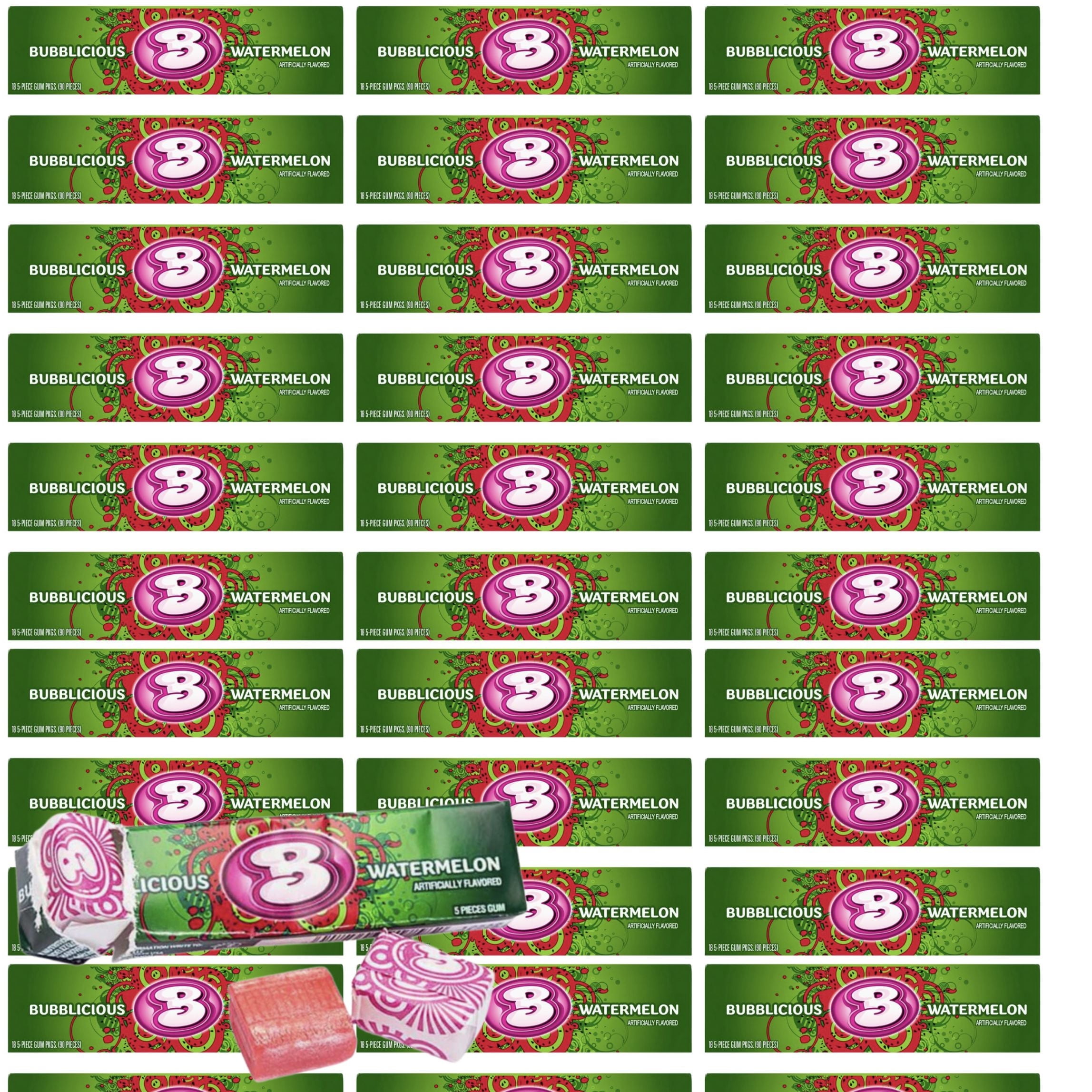 Bubblicious Watermelon Gum, 36 Packs of 5 Pieces (180 Total Pieces ...