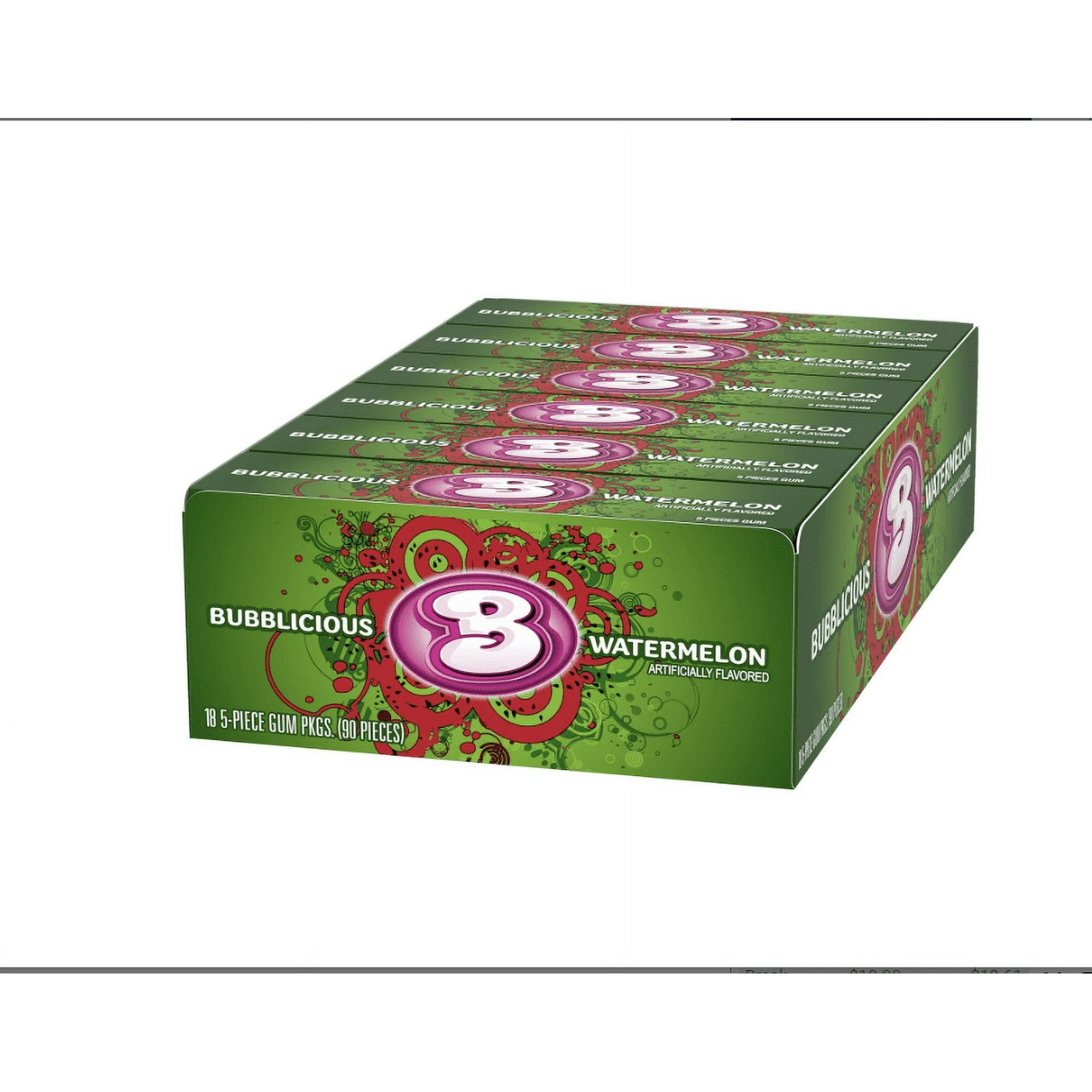 Bubblicious Watermelon Gum, 36 Packs of 5 Pieces (180 Total Pieces ...