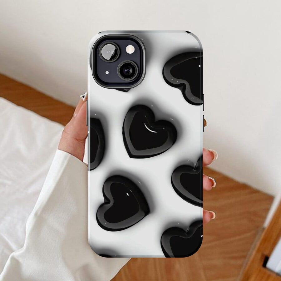 Bubbly Faux Puffy Cool Grey Heart Themed Girly 3D Look Phone Case 11 12 ...