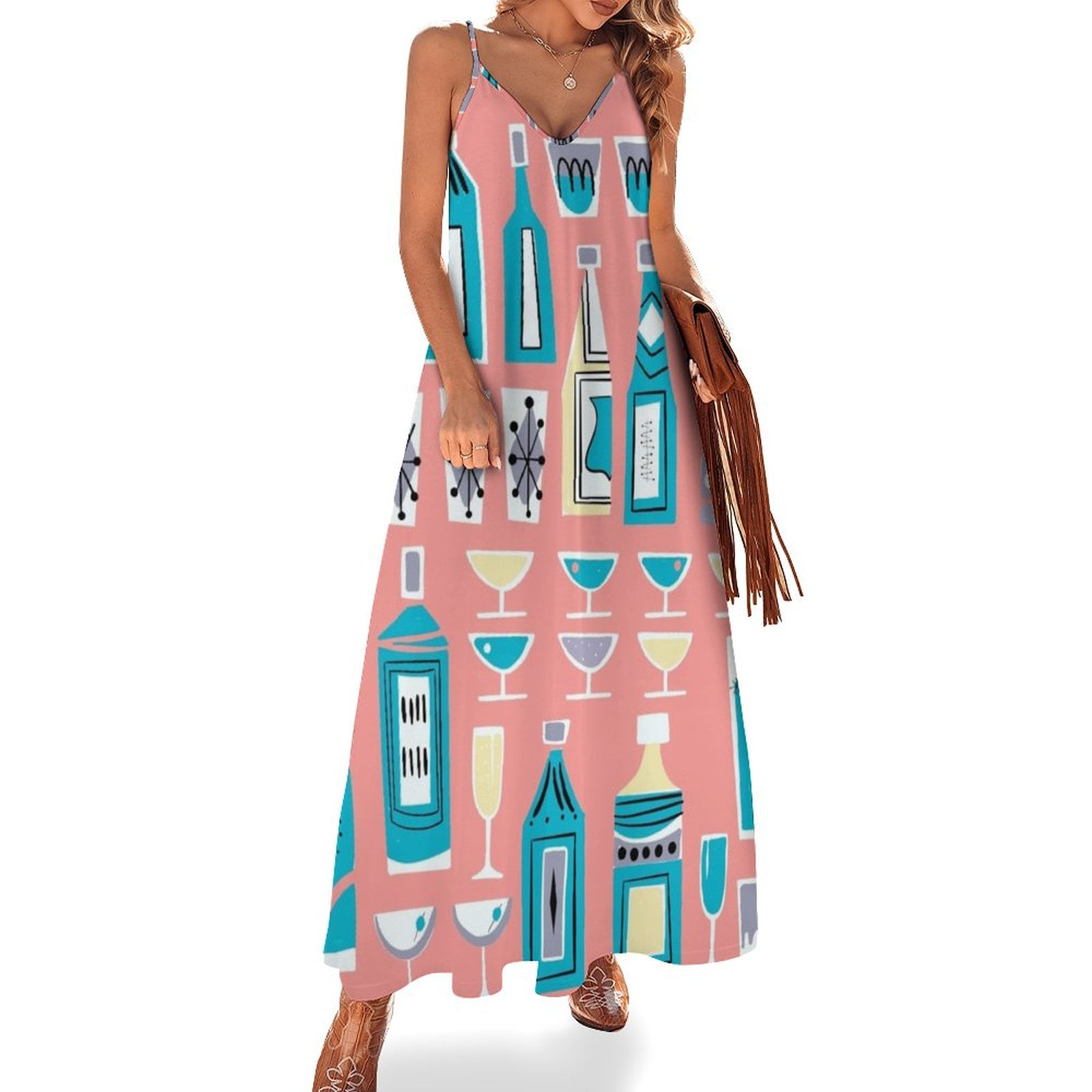 Bubbly Fizzy Drinks In Aquas and Pinks Sleeveless Dress prom dresses ...