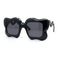 Bubbly Hazy Cloud Shape Rectangle Funky Runway Sunglasses All Black ...