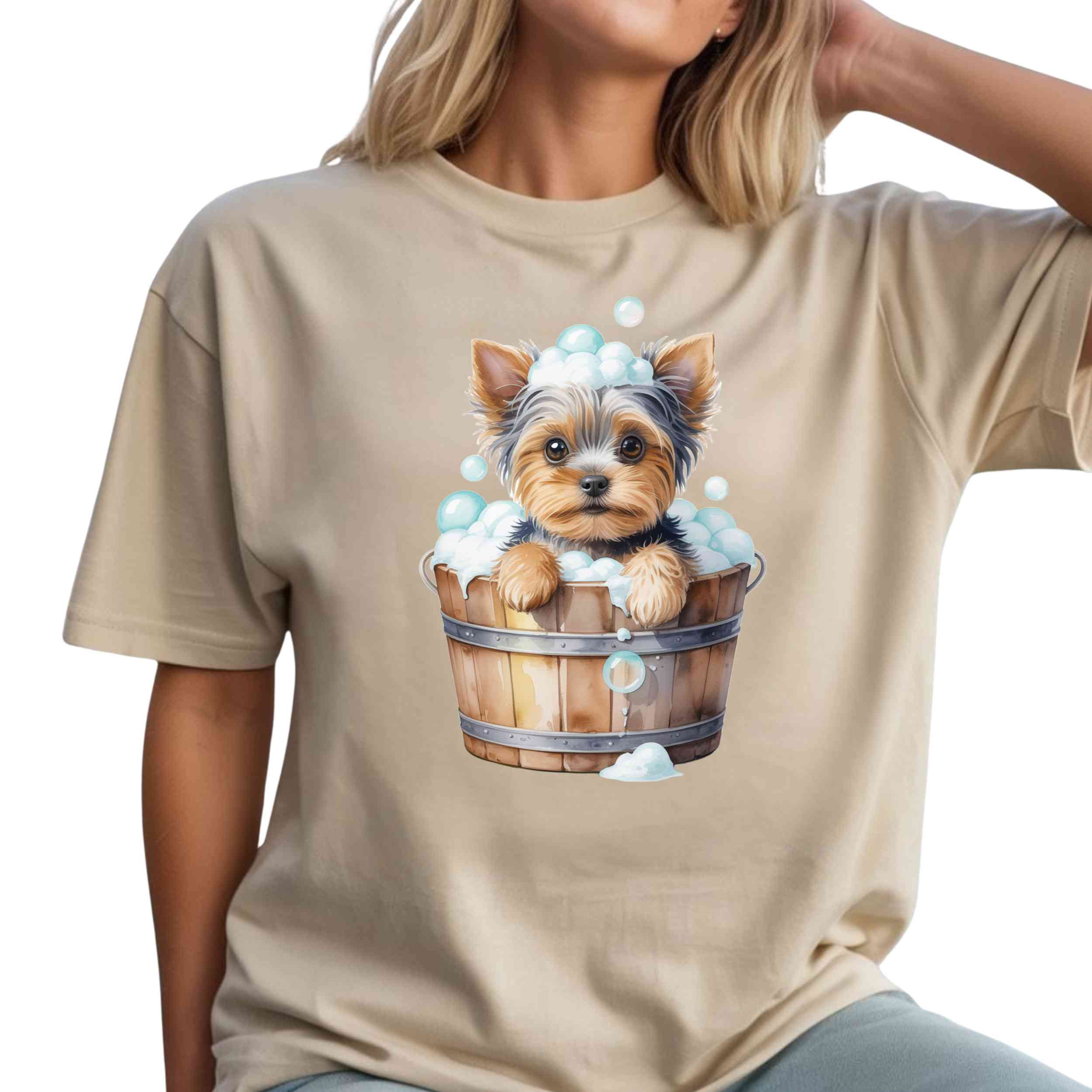 Bubbly Yorkie Bath Time-Eco Solvent Heat Transfer Eco Solvent Heat ...