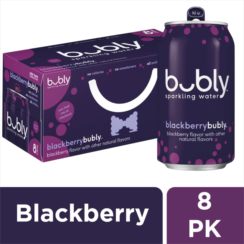 Bubly Blackberry Flavored Sparkling Water Cans, 8 pk, 12 fl oz, Package May Vary - Walmart.com