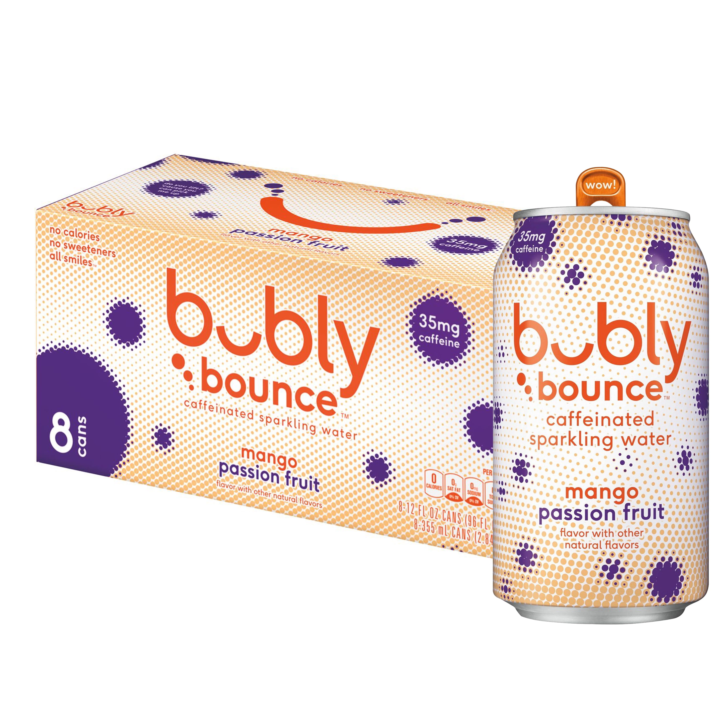 bubly Bounce Caffeinated Mango Passion Fruit Sparkling Water, 12 fl oz, 8 Pack Cans - Walmart.com