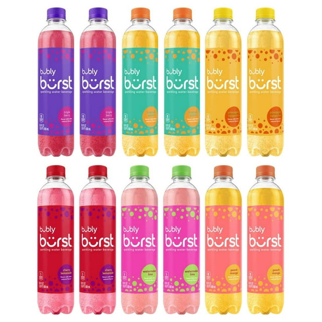 Bubly Burst Sparkling Water Variety Pack - 6 Flavors (16.9 Fl Oz, 12 ...