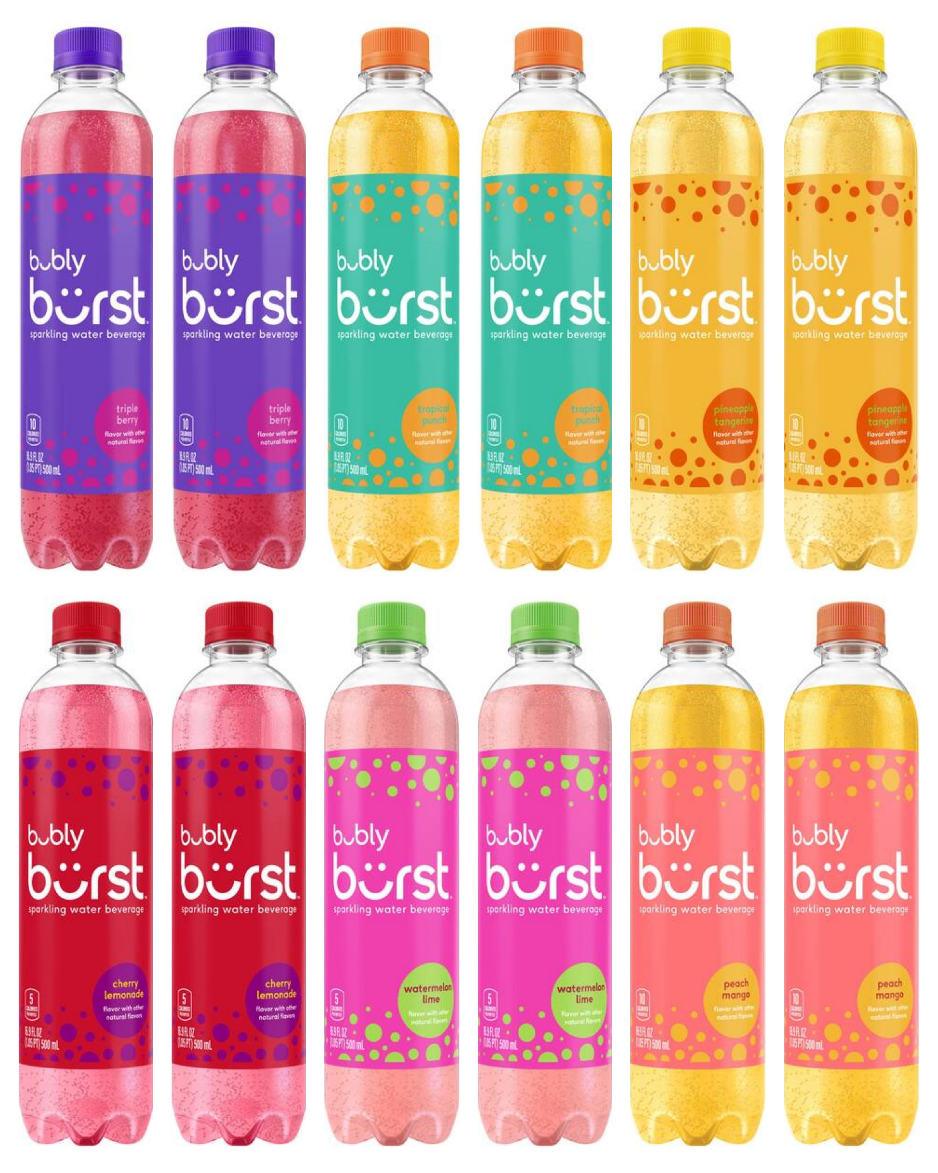 Bubly Burst Sparkling Water Variety Pack - 6 Flavors (16.9 Fl Oz, 12 Pack) - Walmart.com