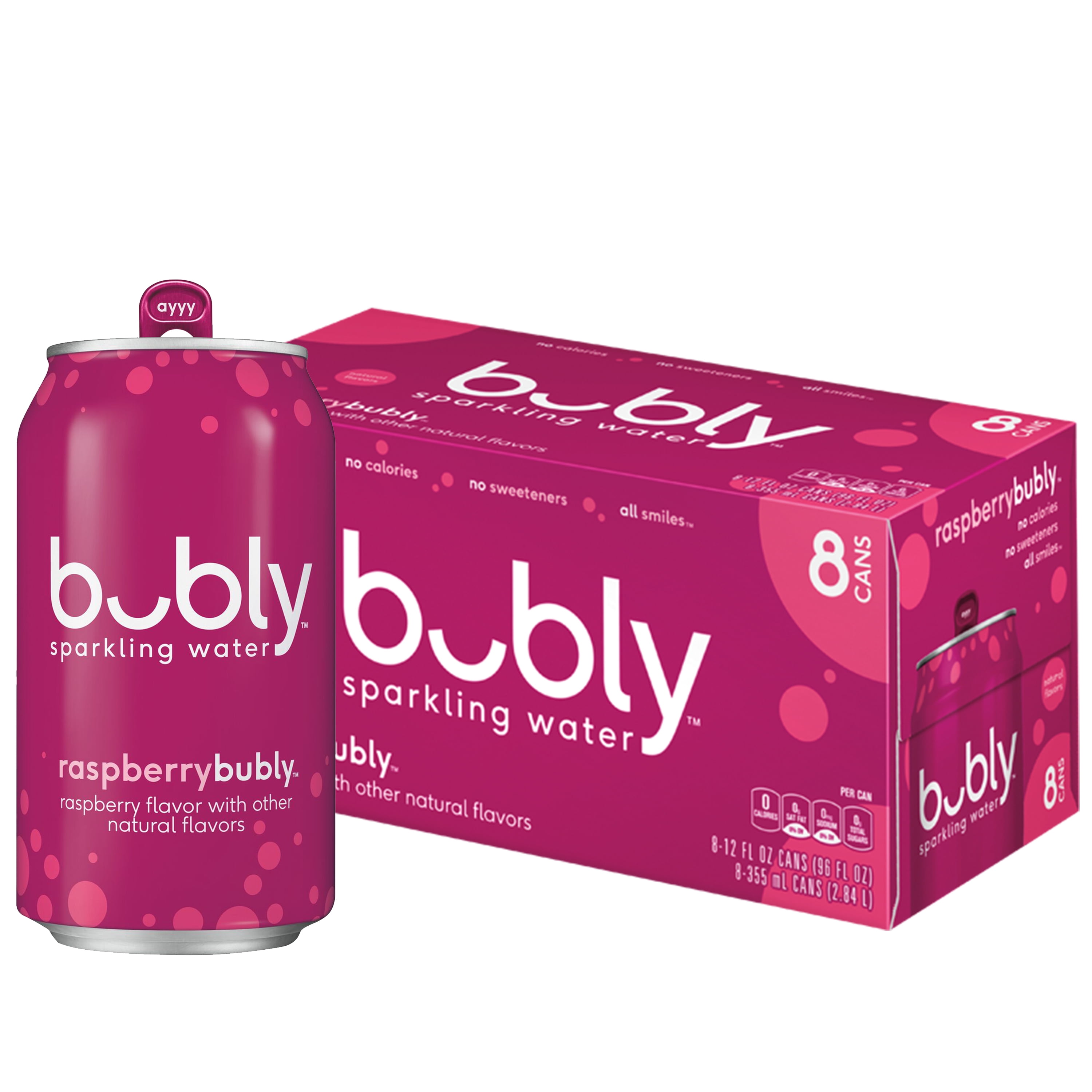 Bubly Raspberry Sparkling Water, 12 fl oz, 8 Pack Cans - Walmart.com