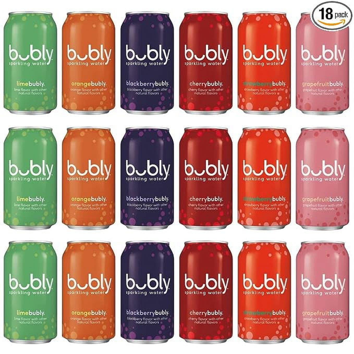 Bubly Sparkling Water 6 Flavor Variety Pack - 18 pack - Walmart.com