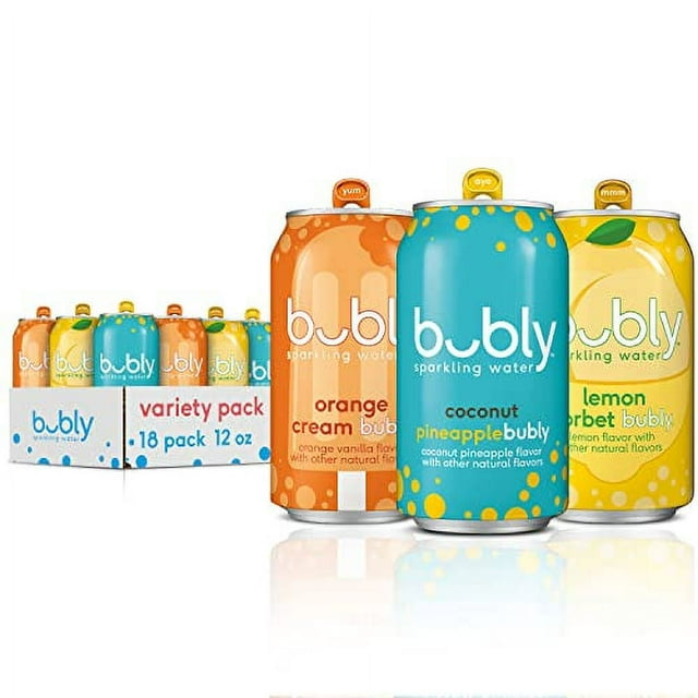 Bubly Sparkling Water, Citrus Variety Pack, 12Oz Cans (18 Pack), Zero Calories & Zero Sugar ...