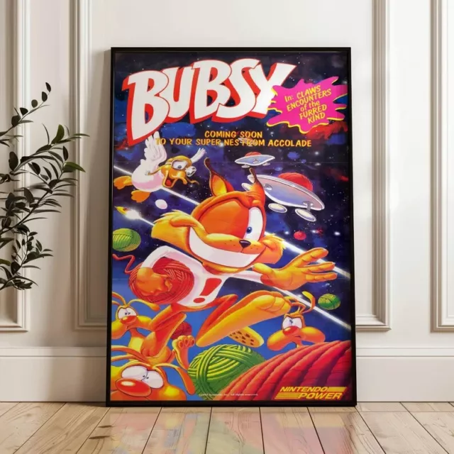 Bubsy Bobcat Snes Retro Gaming Poster Nintendo Power Printable Wall Art NO FRAMED POSTER, Home ...