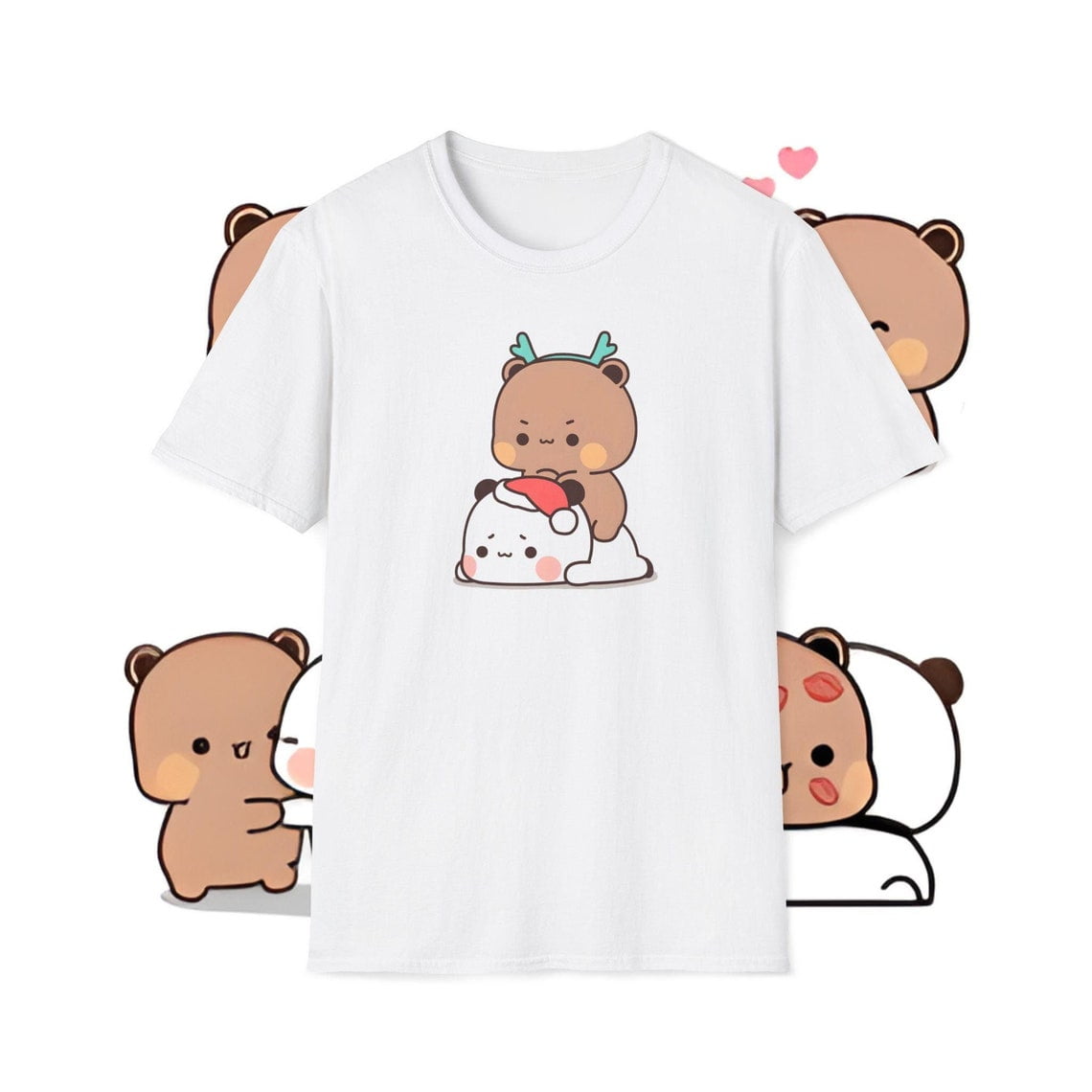 Bubu Dudu Christmas T-Shirt Cute Cartoon Graphic Tee for Couple,Ash ...