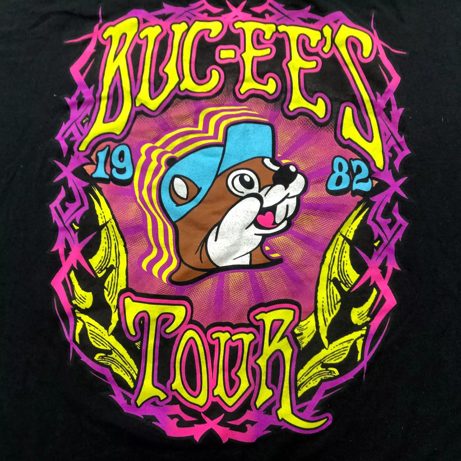 Buc-ees Shirt Mens Large Black Short Sleeve Graphic 1982 Tour Travel ...