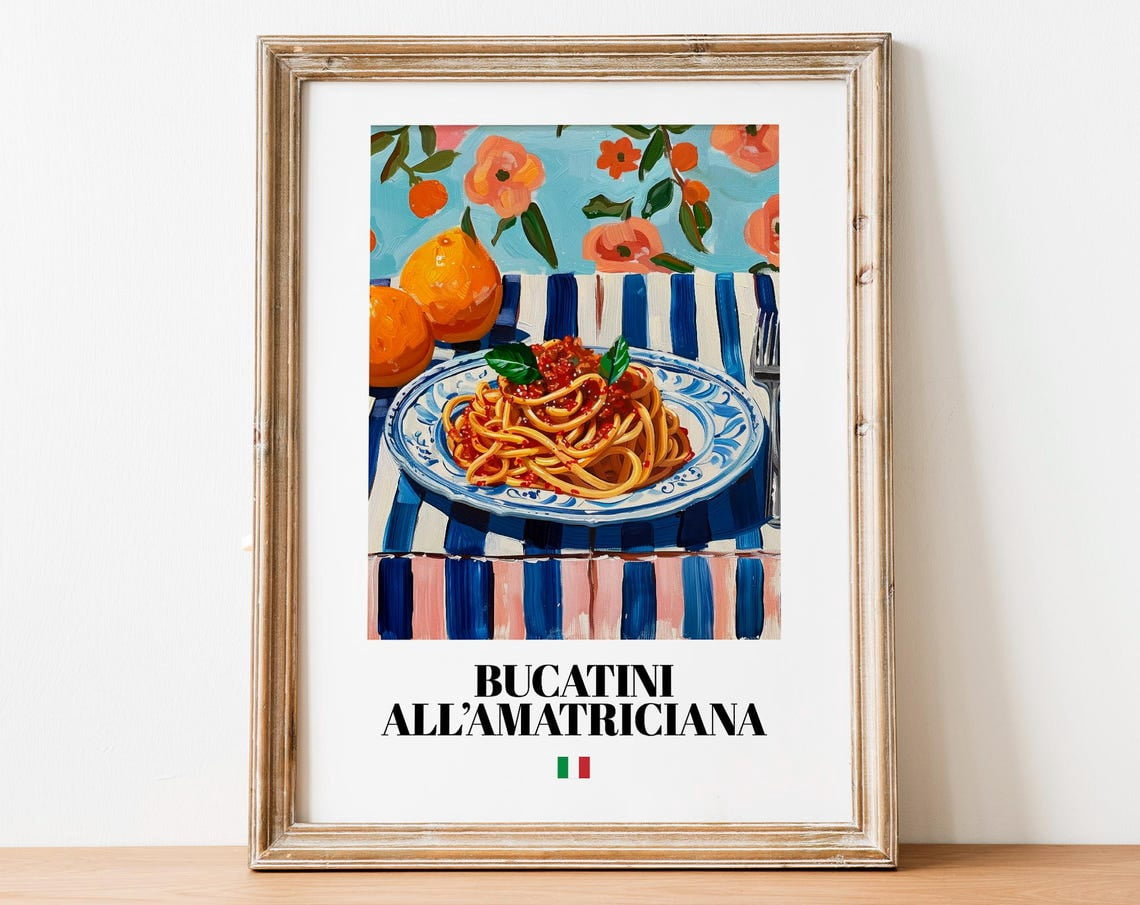 Bucatini All'Amatriciana Wall Art, Unframed Paper Poster 11x14in ...