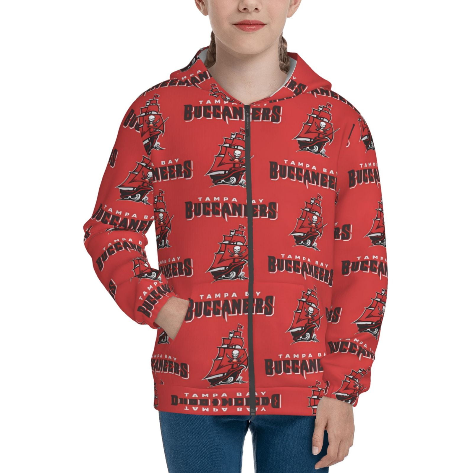 Buccaneers Football Team Logo Print Zip-Up Sweatshirt - a Cozy Unisex ...