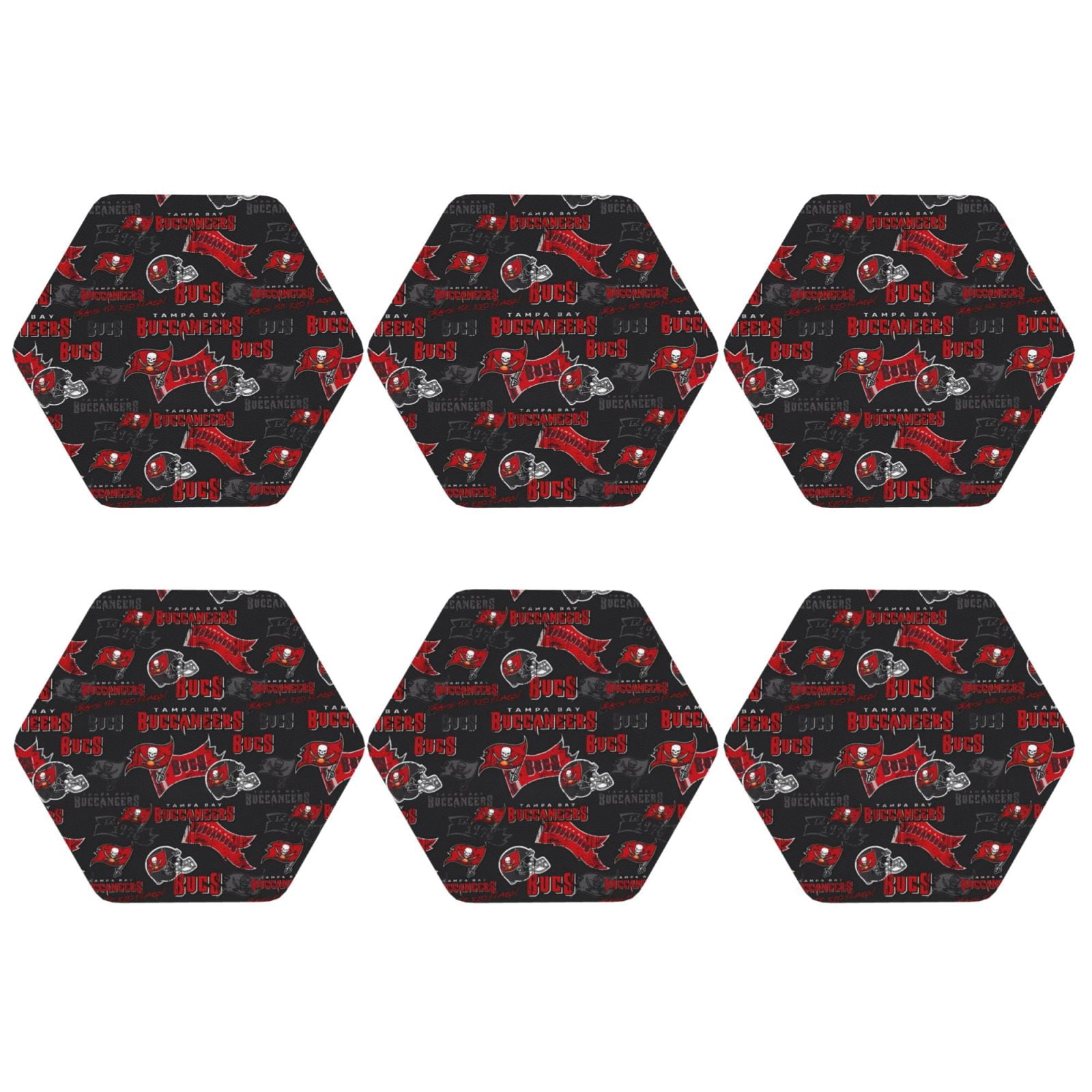 Buccaneers Football Team Themed Leather Coasters 6 Pack, Splash-Proof ...
