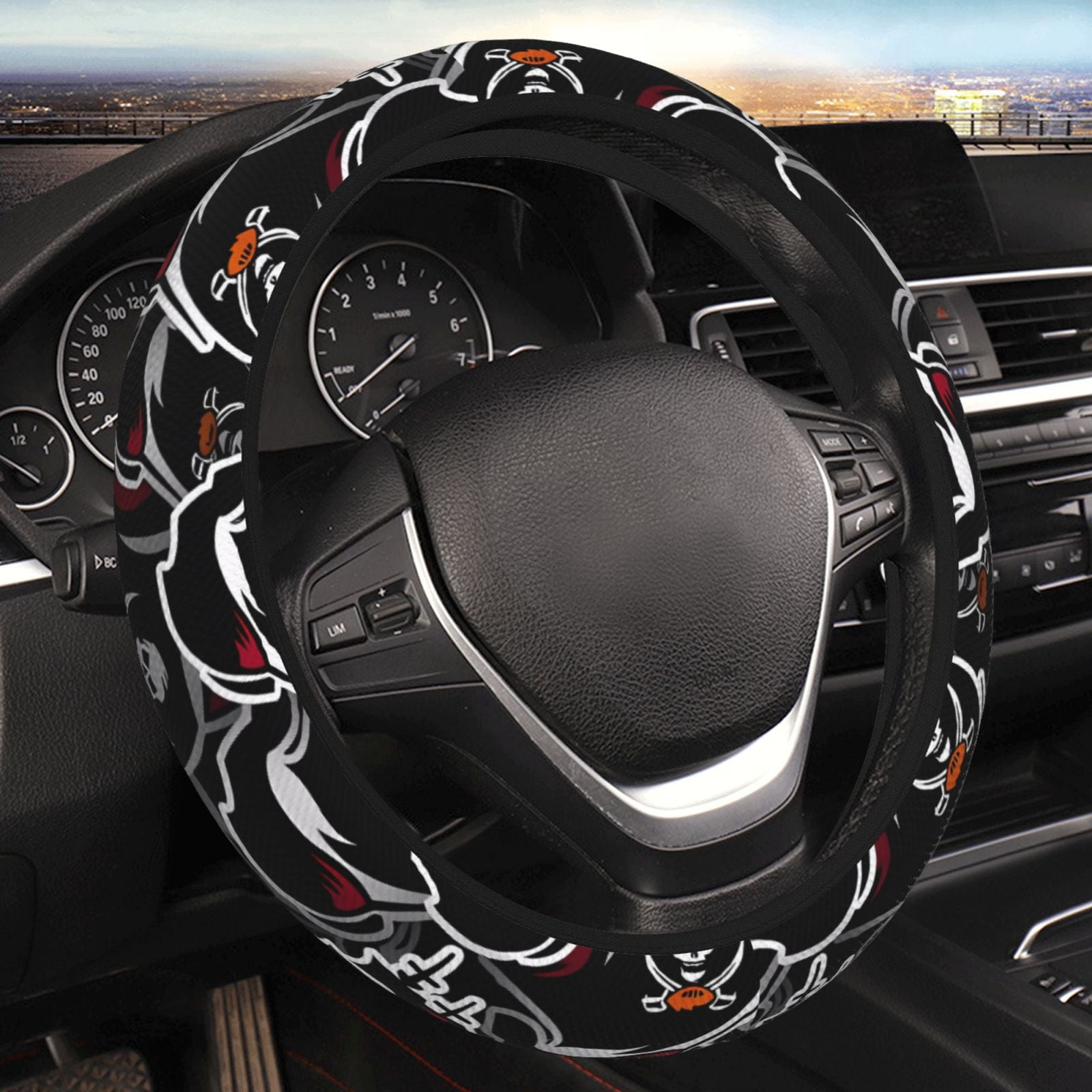 Buccaneers Thickened Car Steering Wheel Cover Double layered Non-Slip Elastic Car handle Covers ...