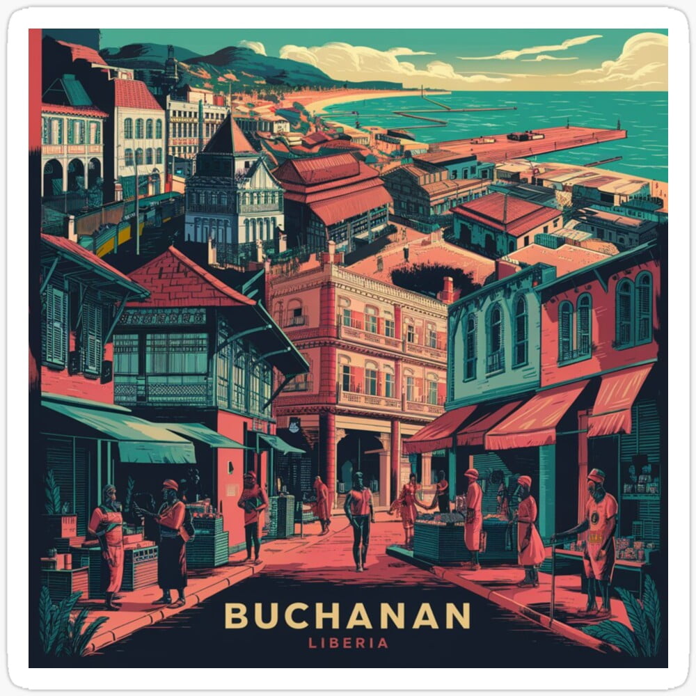 Buchanan,Liberia Sticker Phone Decal Water Bottle Stickers Car Decals ...