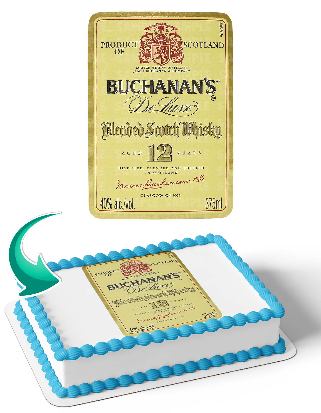 Buchanans Blended Scotch Whisky Edible Image Cake Topper Personalized ...
