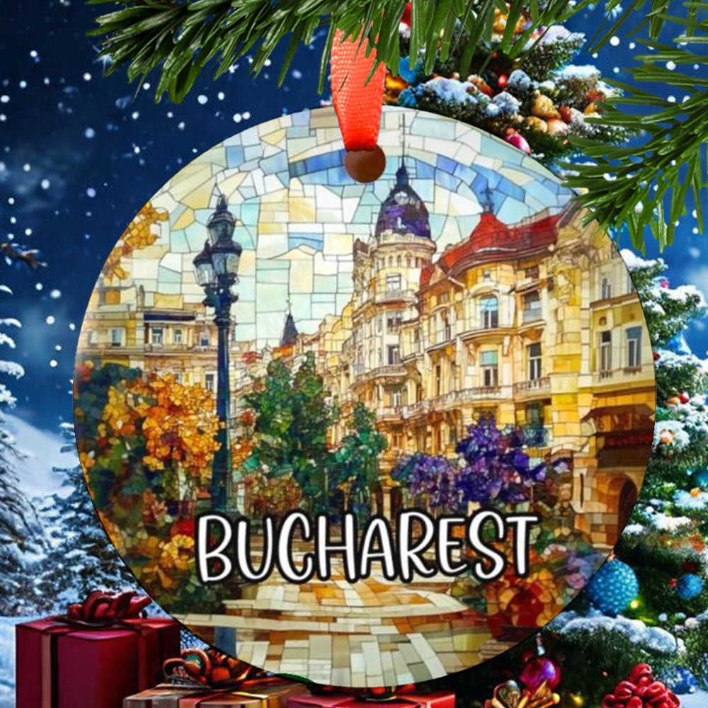 Bucharest Romania Christmas Ornament, Ceramic, Acrylic -, Travel ...