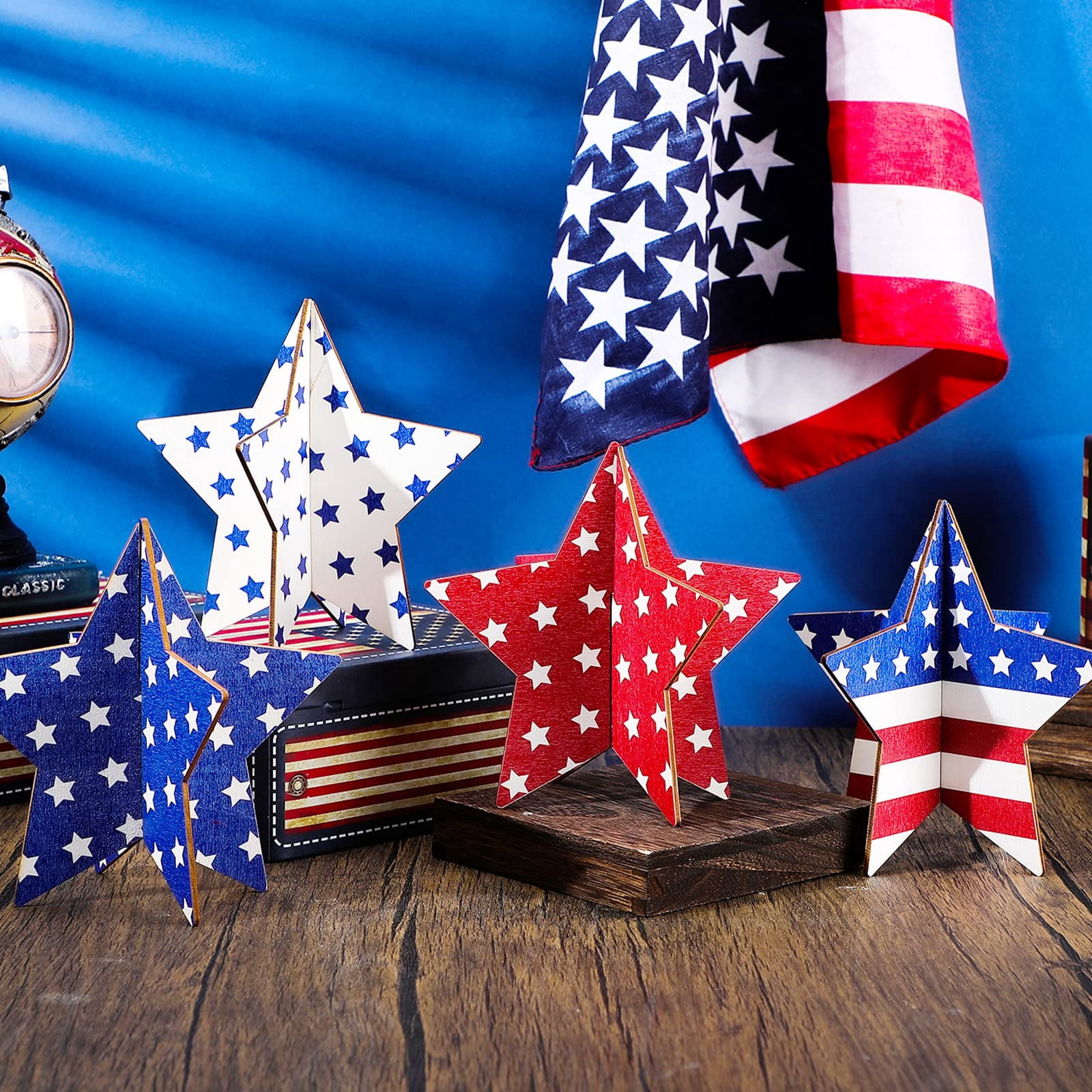 Bucherry 4 SetsUMRT Patriotic Table Centerpieces Memorial Day Wooden ...