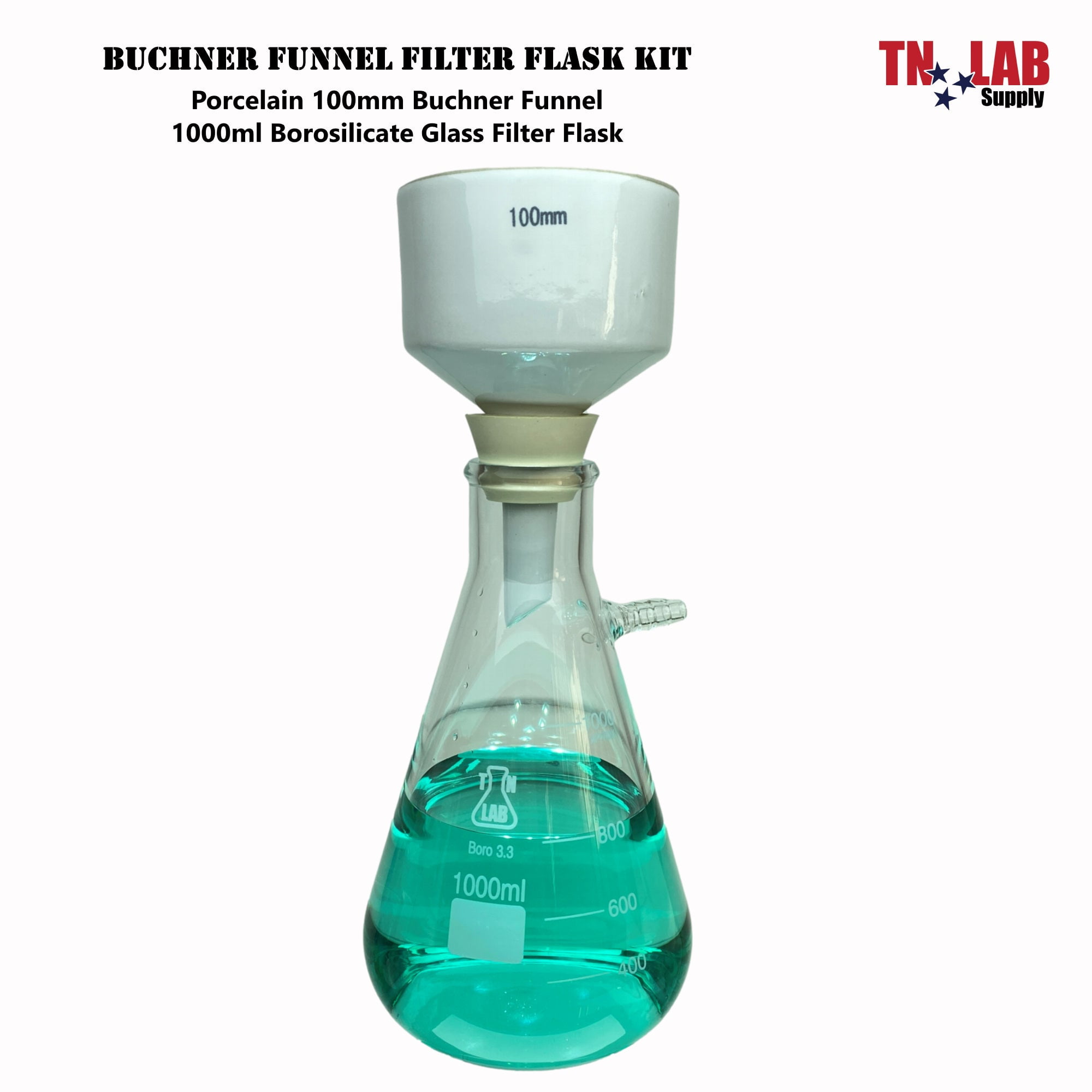 Buchner Funnel Kit Filter Flask SET 100mm Funnel and 1000ml 1L Vacuum ...