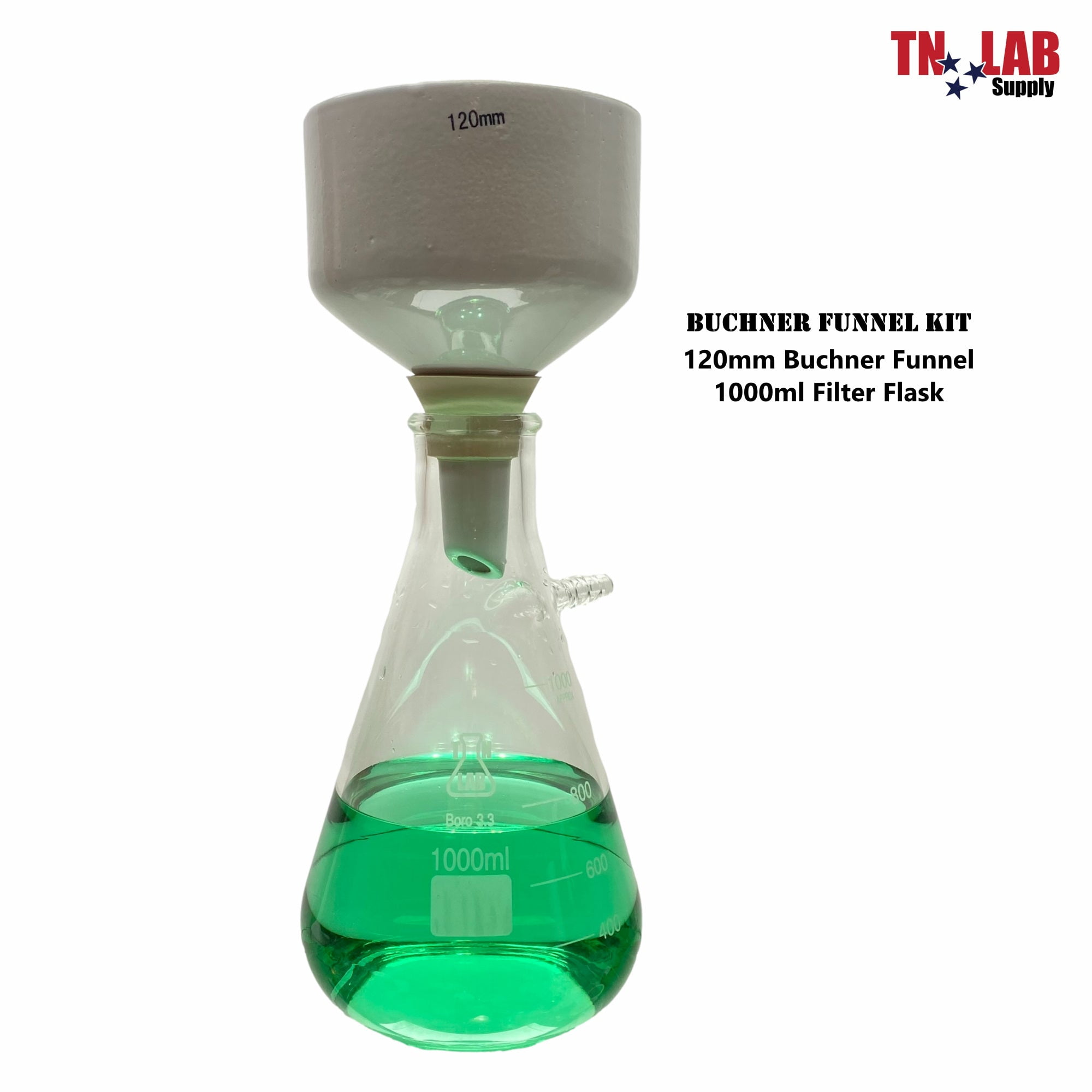 Buchner Funnel Kit Filter Flask SET 120mm Funnel and 1000ml 1L Vacuum ...