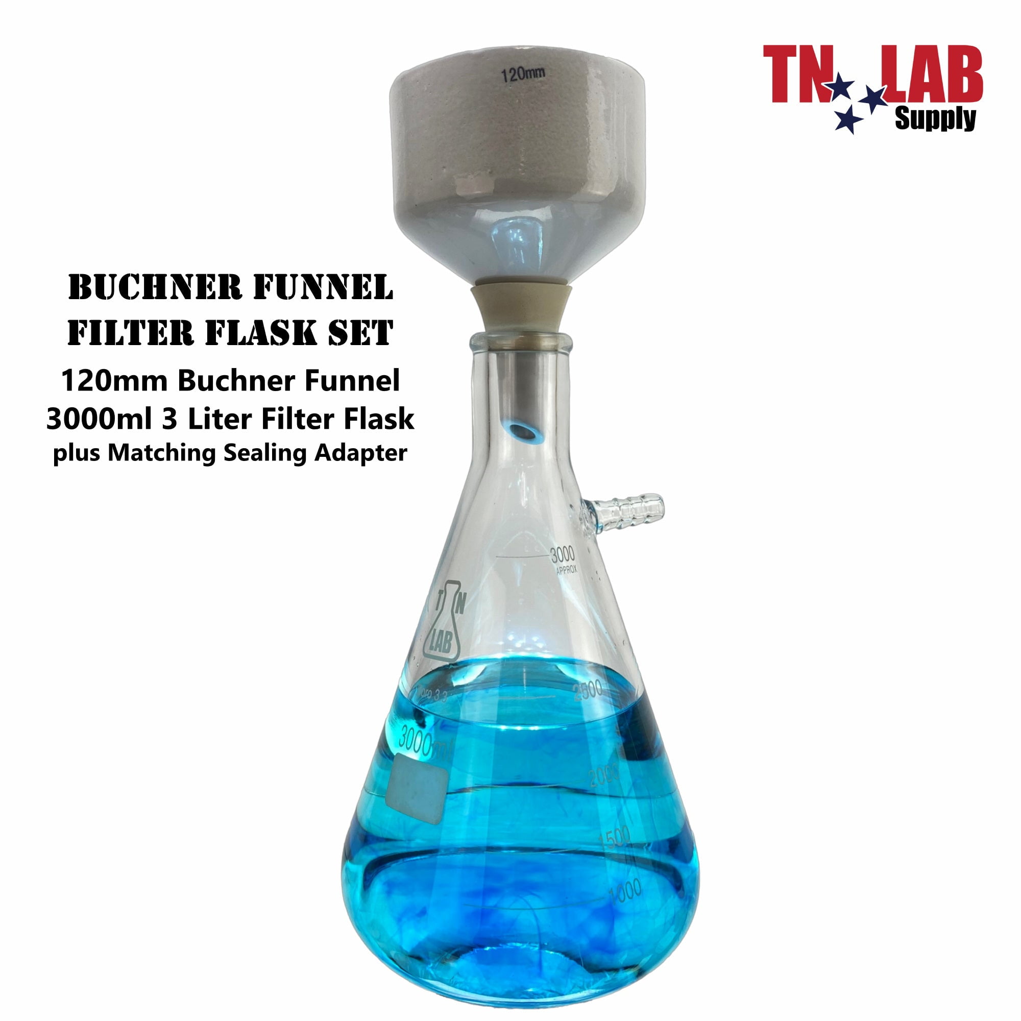 Buchner Funnel Kit Filter Flask SET 120mm Funnel and 3000ml 3L Vacuum Flask - Walmart.com