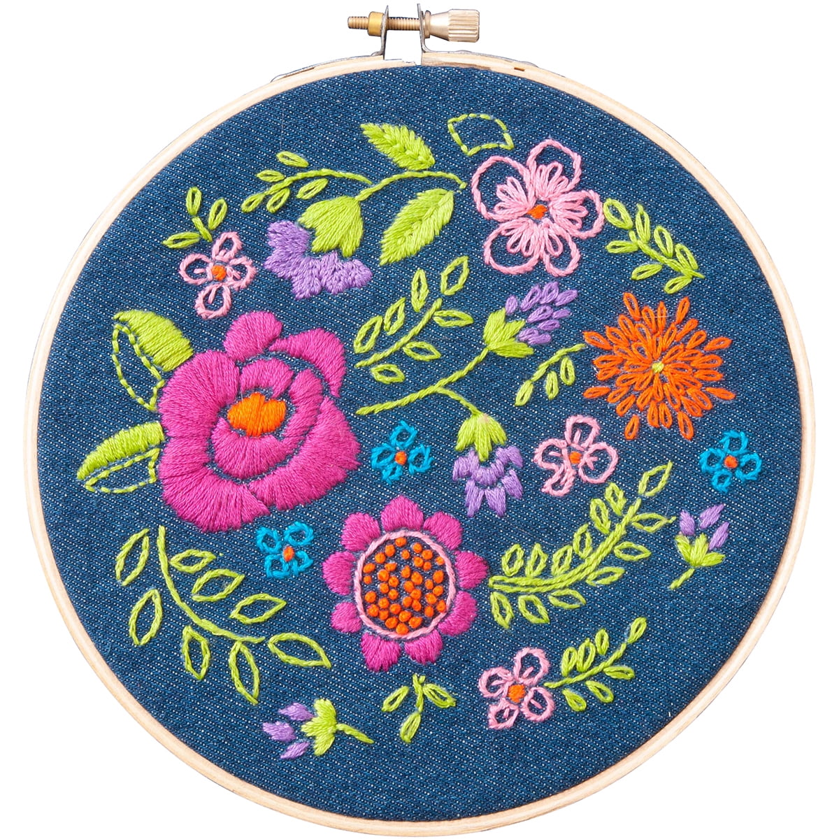 Bucilla 6" Round Floral Explosion Stamped Embroidery Kit, 1 Each ...