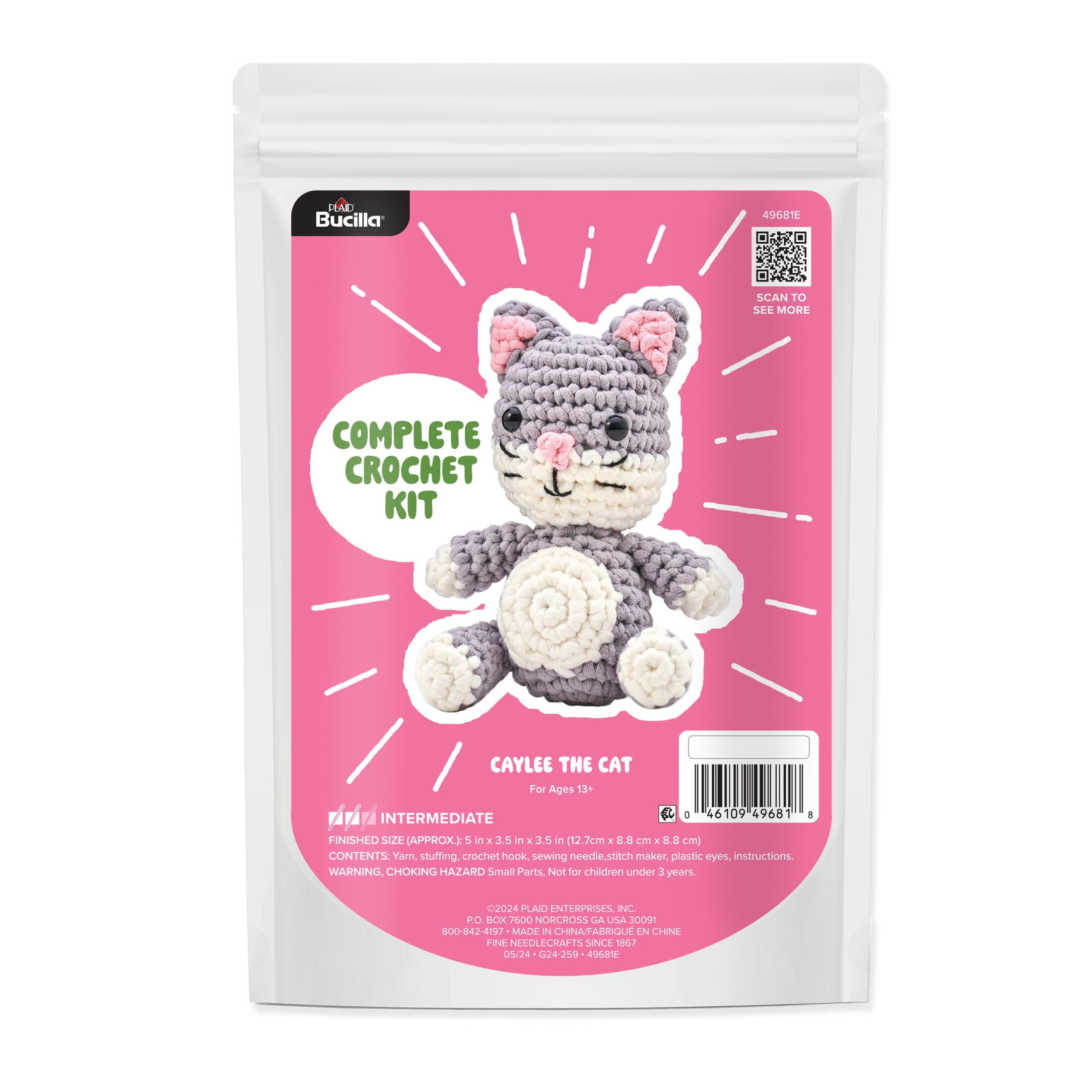 Bucilla Amigurumi 5" Complete Crochet Kit, Caylee the Cat, Intermediate ...