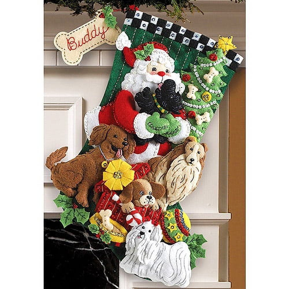 Bucilla Santa Paws Felt Applique DIY Christmas Stocking Craft Kit ...