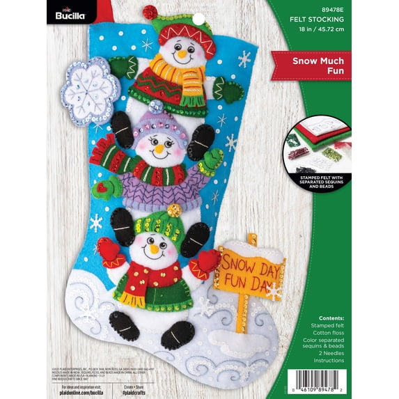 Bucilla Felt Applique 18" Christmas Stocking Kit, Snow Much Fun ...