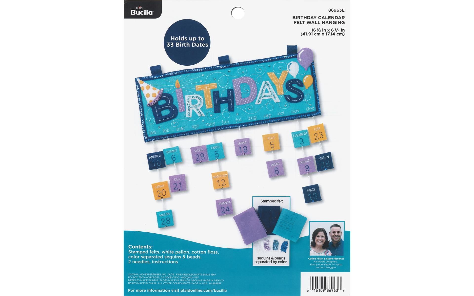 Bucilla Felt Kit Cathie &Steve Birthday Calendar - Walmart.com