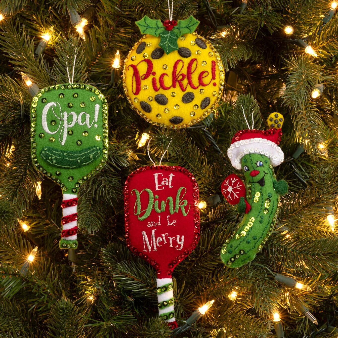 Bucilla Felt Ornaments Applique Kit Set Of 4-Merry Pickleball - Walmart.com