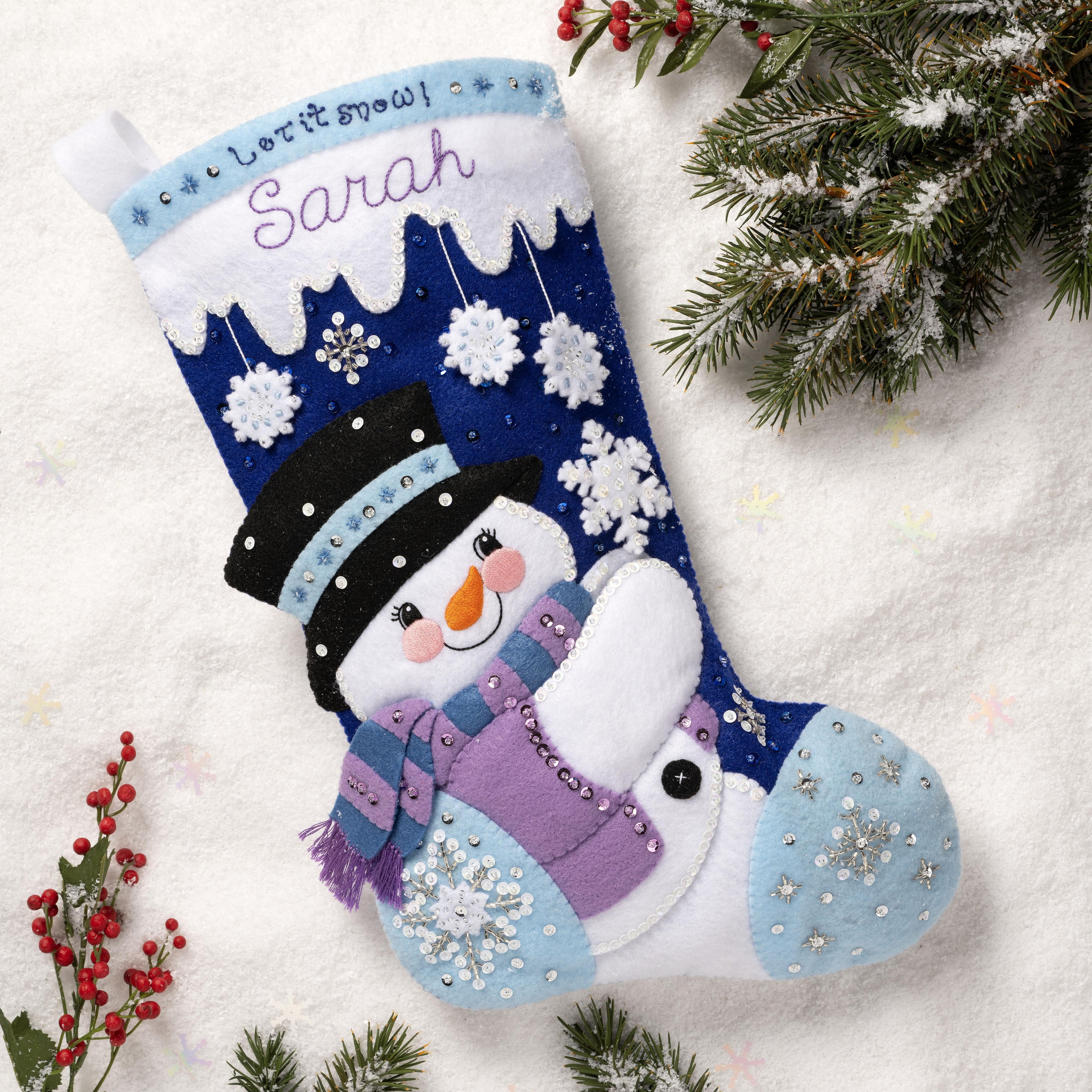 Bucilla Felt Stocking Applique Kit 18" Long-Let It Snow - Walmart.com