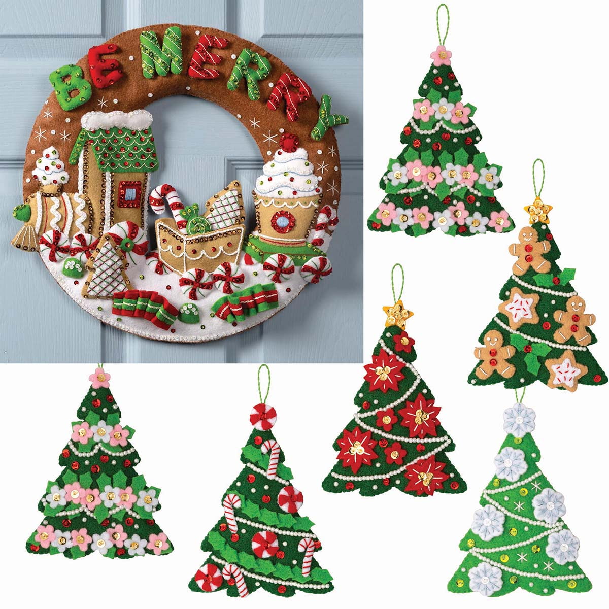 Bucilla® Gingerbread Express & Festival of Trees, Set of 2 Felt ...