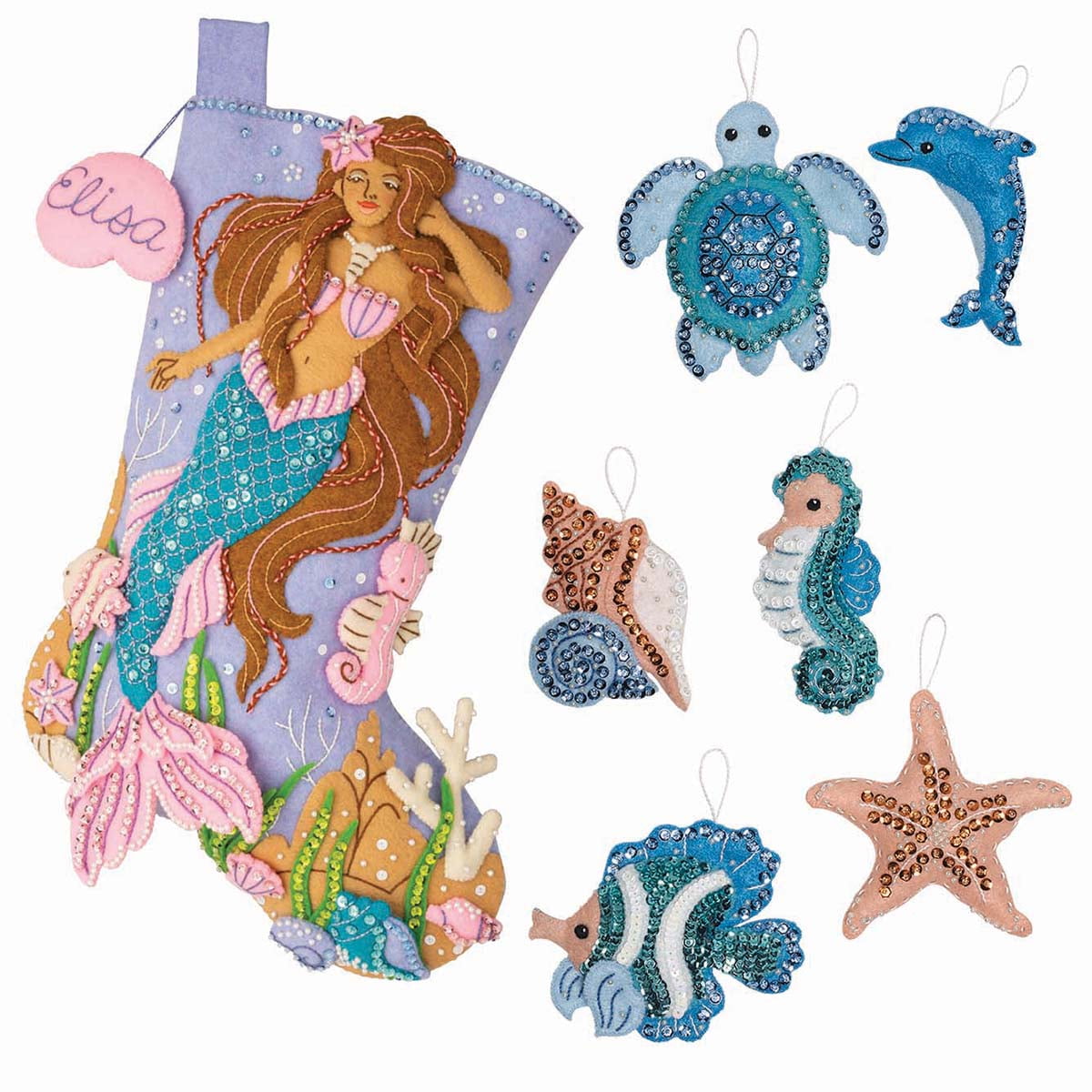 Bucilla® Mystical Mermaid & Under the Sea, Set of 2 Felt & Sequin Kit ...
