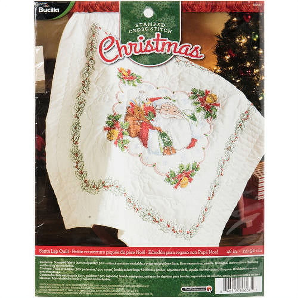 Bucilla Stamped Cross Stitch Santa Lap Quilt, 48" - Walmart.com