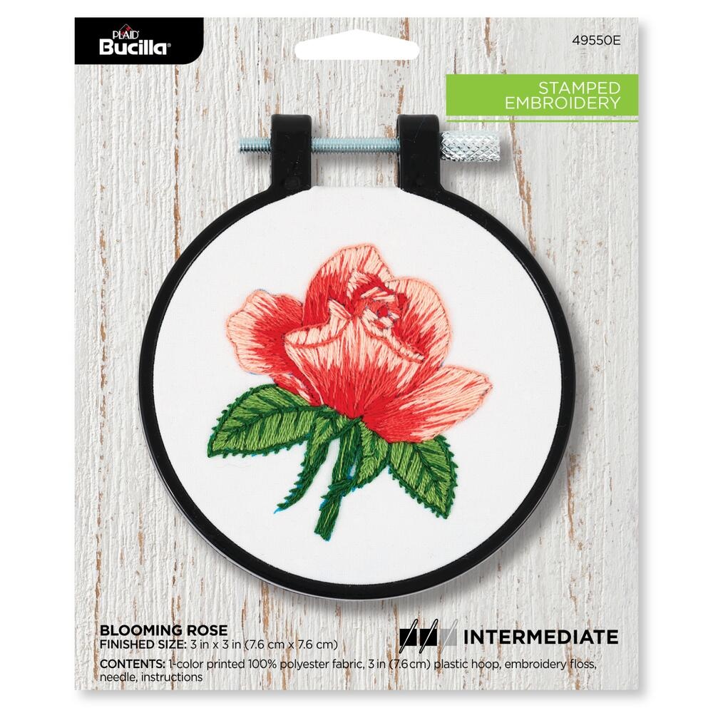 Bucilla Stamped Embroidery Kit W/3" Plastic Hoop-Blooming Rose - Walmart.com