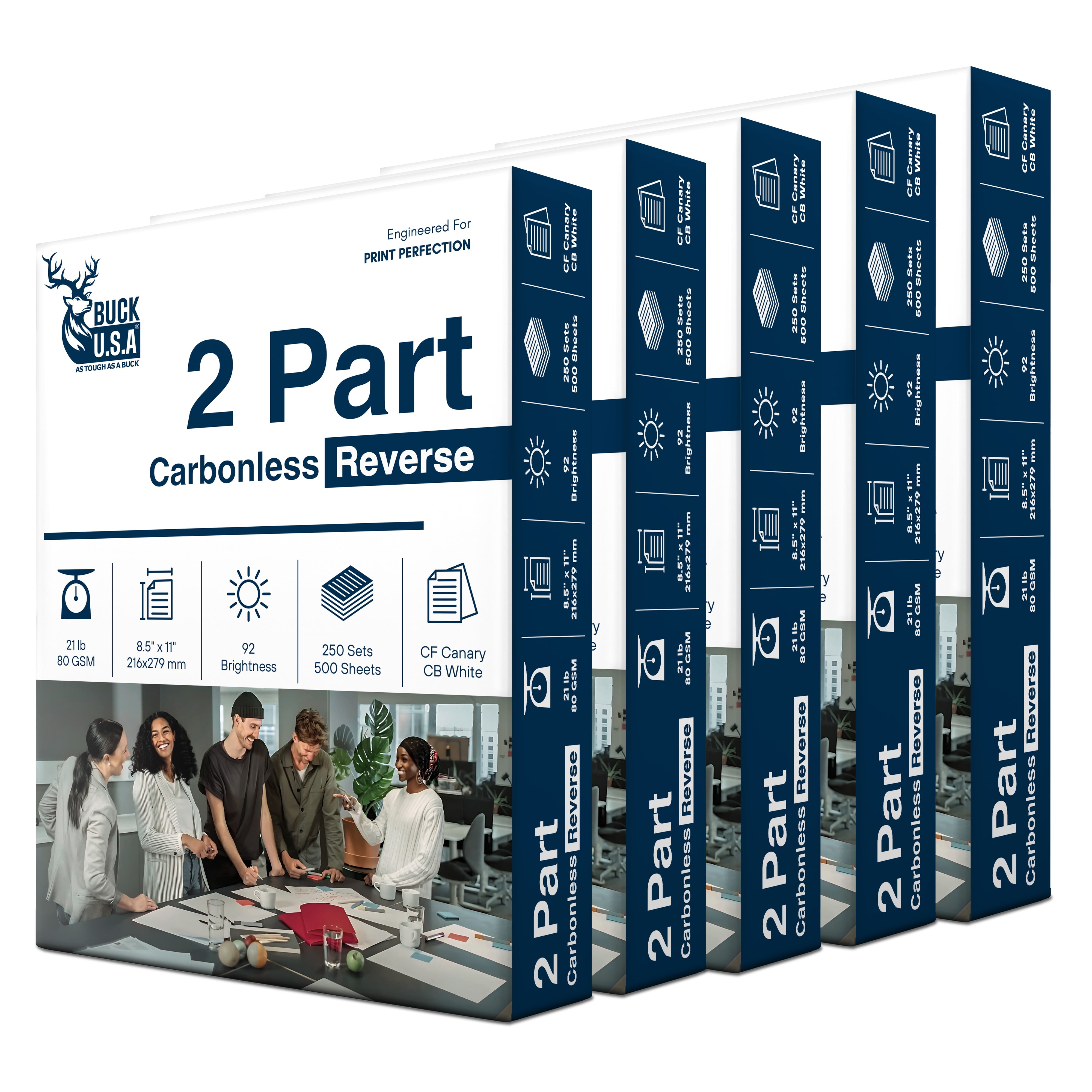 Buck 2 Part Reverse Digital Carbonless NCR Paper, 8.5" x 11" Collated ...