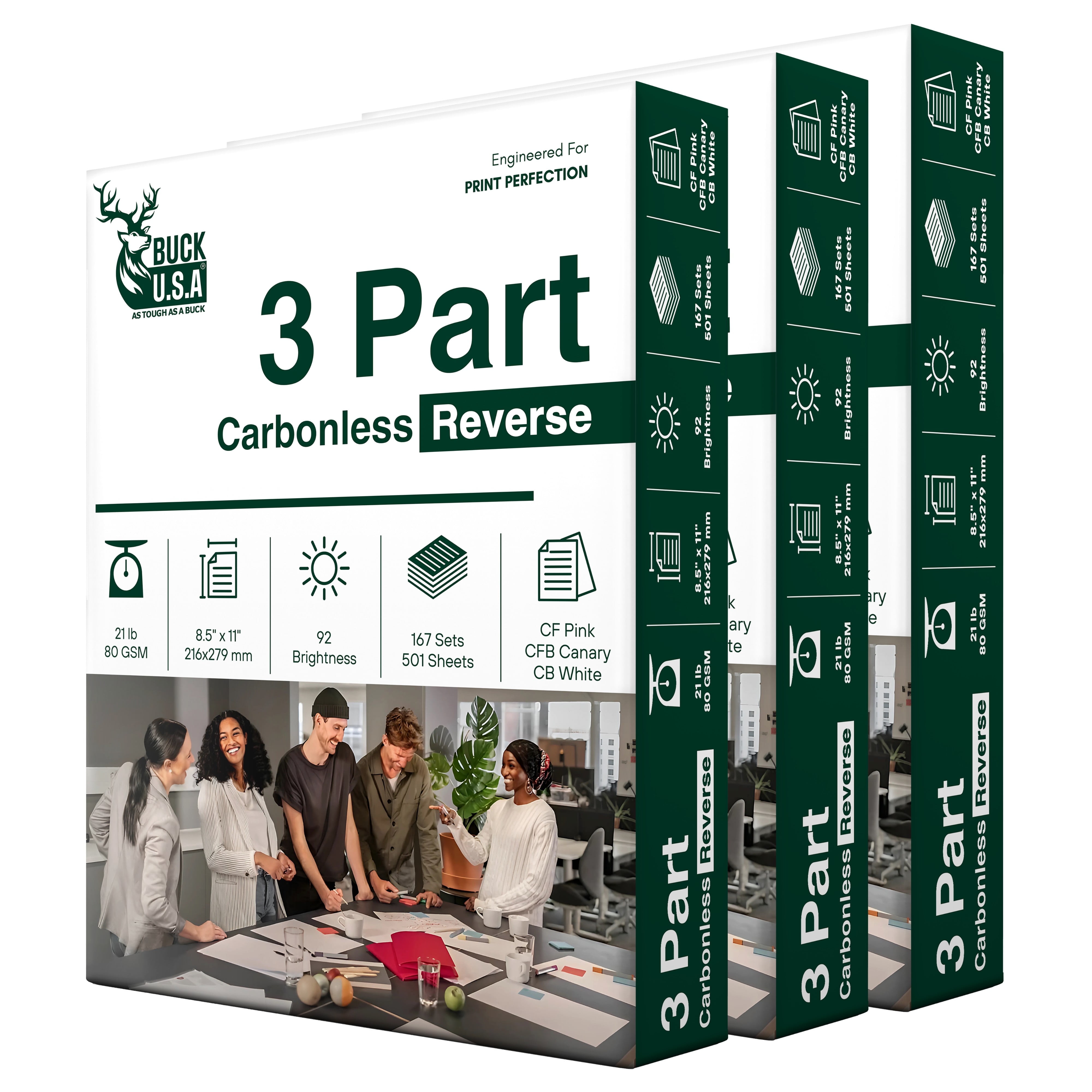 3 Part Reverse Carbonless NCR Paper (5900), 8.5" x 11" Collated Paper ...