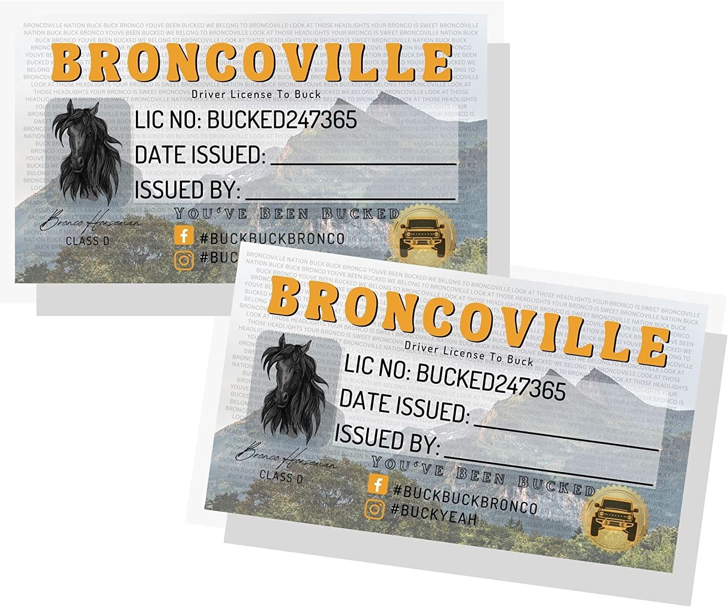 Buck Buck Bronco Youve Been Bucked Cards Tags 50 pack Horse Drivers ...