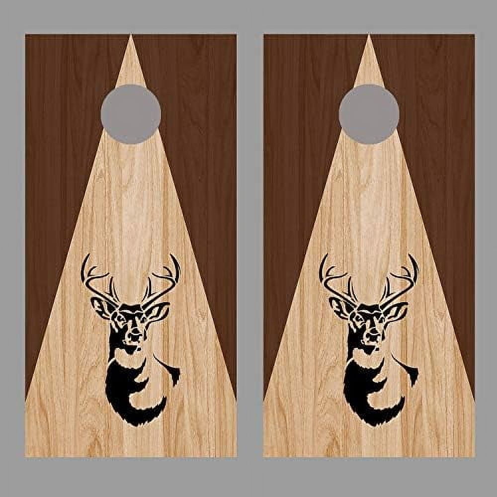 Buck Deer Silhouette on Triangle Stained Wood Corn Hole Board Decal Wrap - Walmart.com