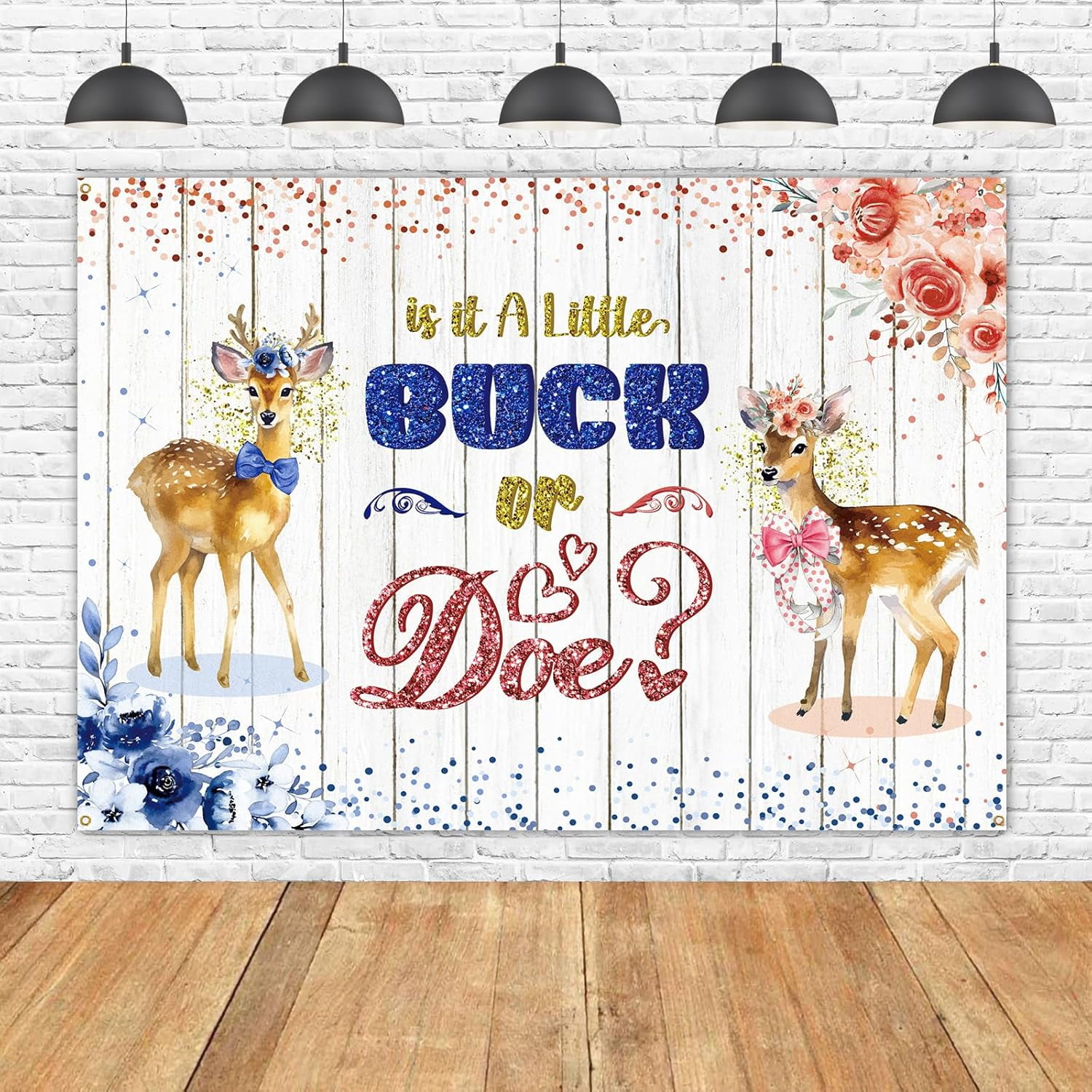 Buck or Doe Gender Reveal Background Rustic Wood He or She 7x5ft ...